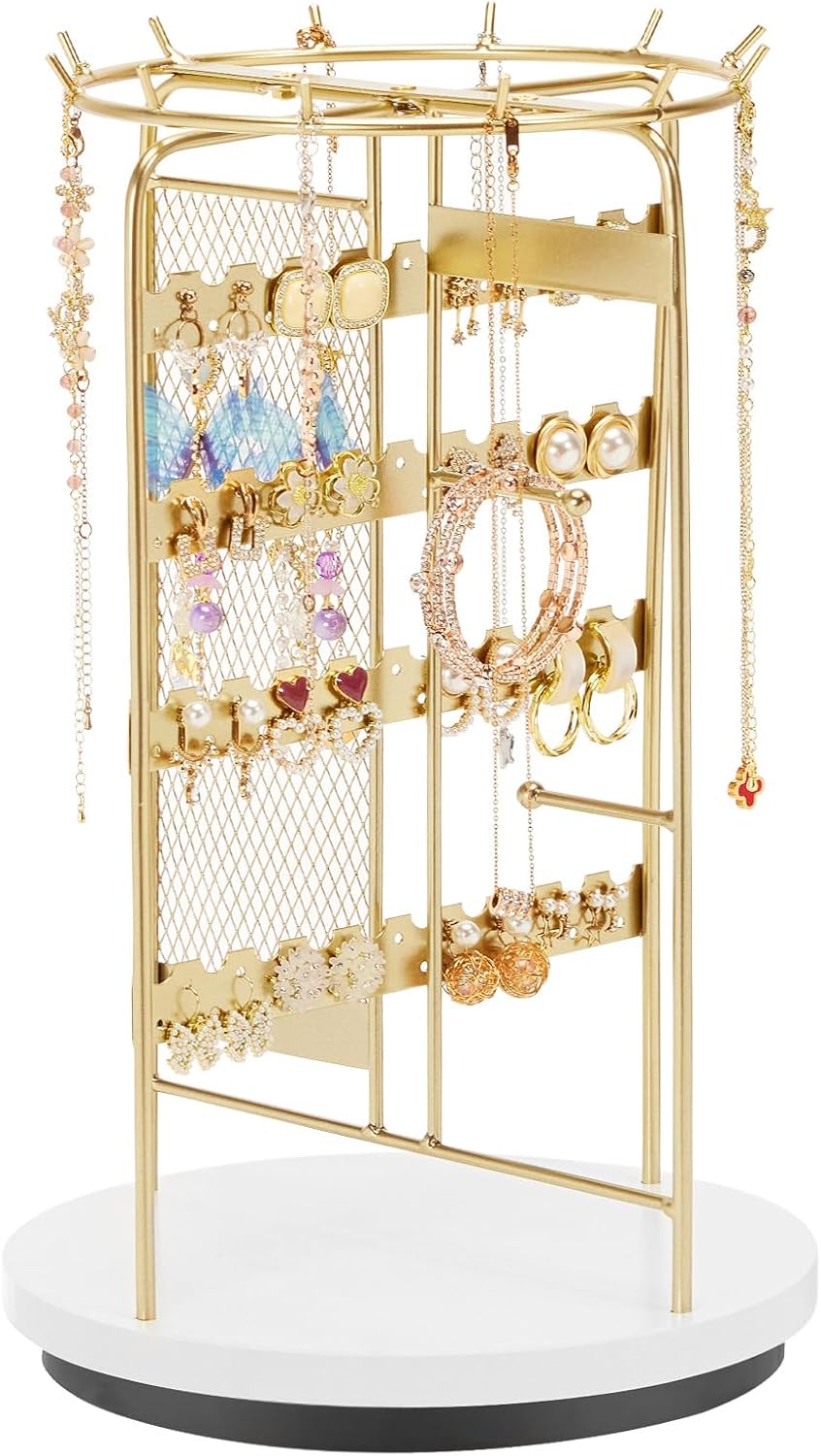 Amazon.com: Homde 360 Rotating Jewelry Stand | Hold up to 48 Pairs of ...