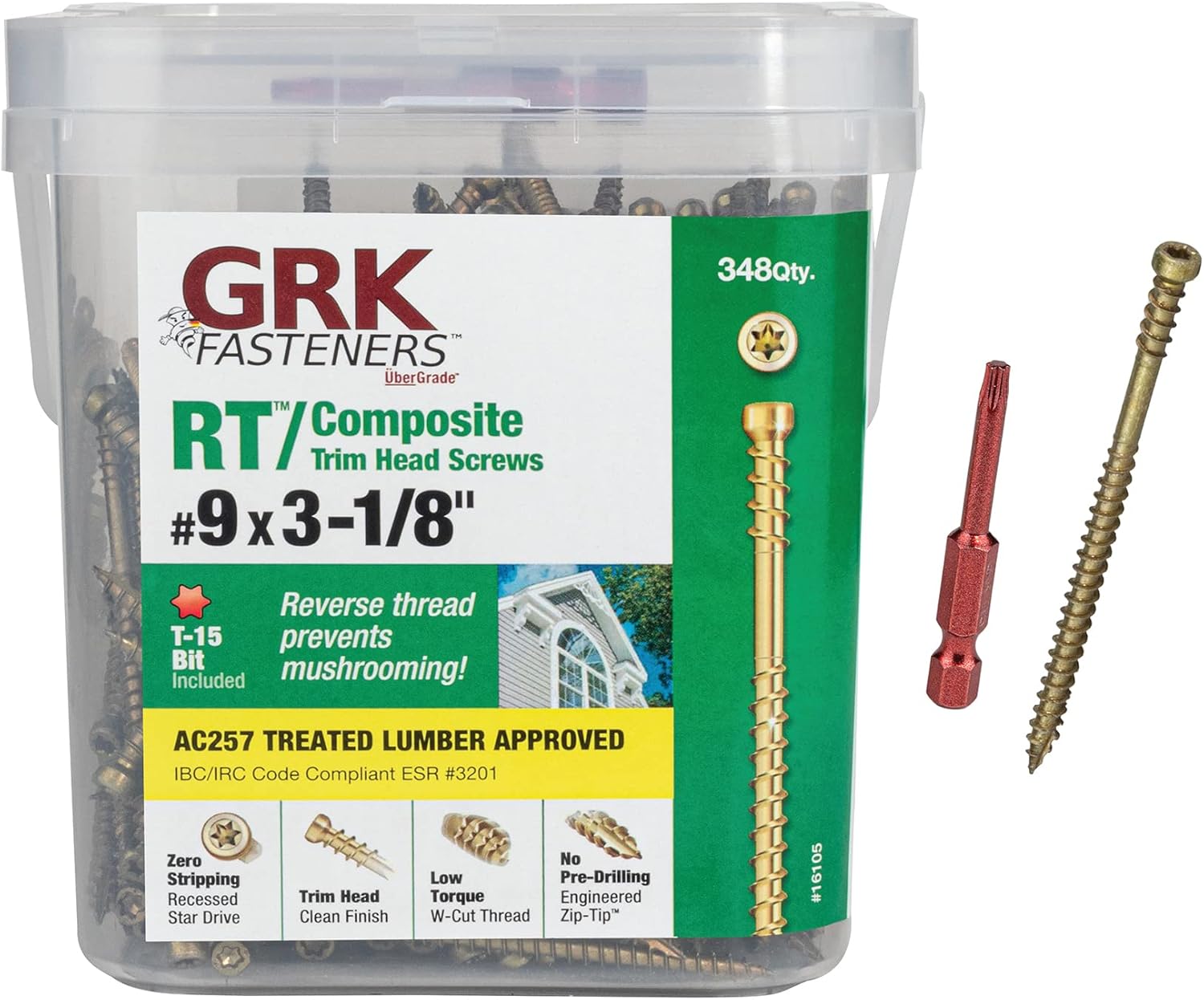 Amazon.com: GRK 16105#9 x 3-1/8" RT Composite™ Exterior Trim Screws 348 ...