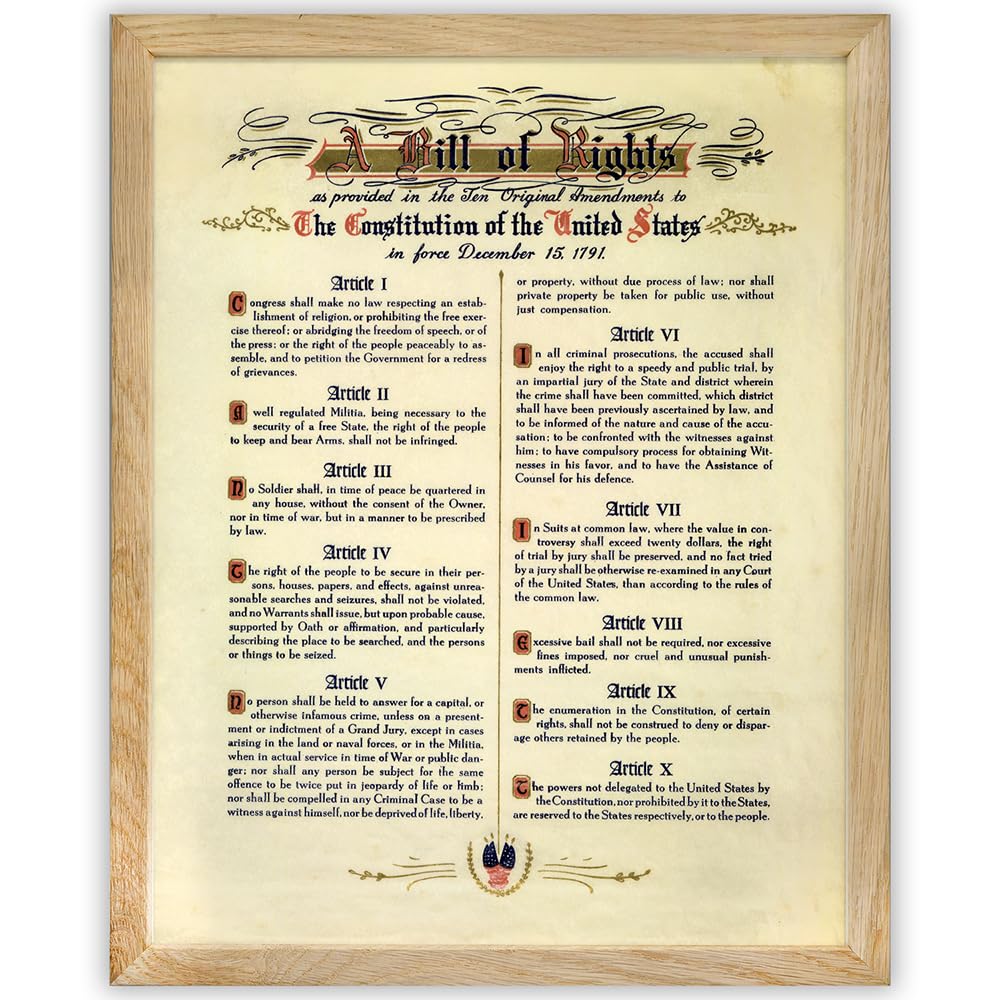 Amazon.com: United States Bill of Rights - First Ten Amendments - 11x14 ...