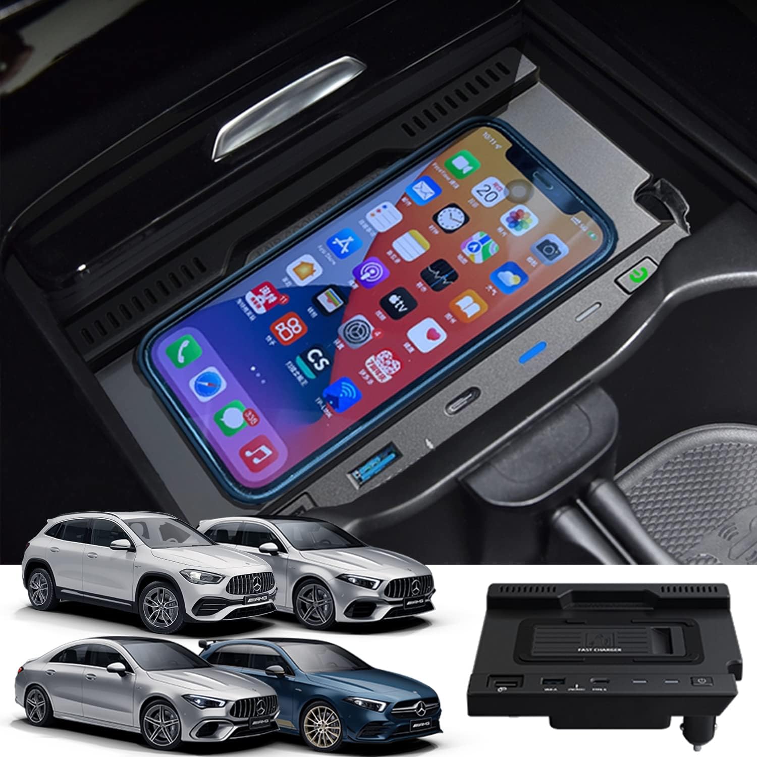 Amazon.com: ZChan Wireless Car Charger Fit for Mercedes-Benz C/GLC/AMG ...