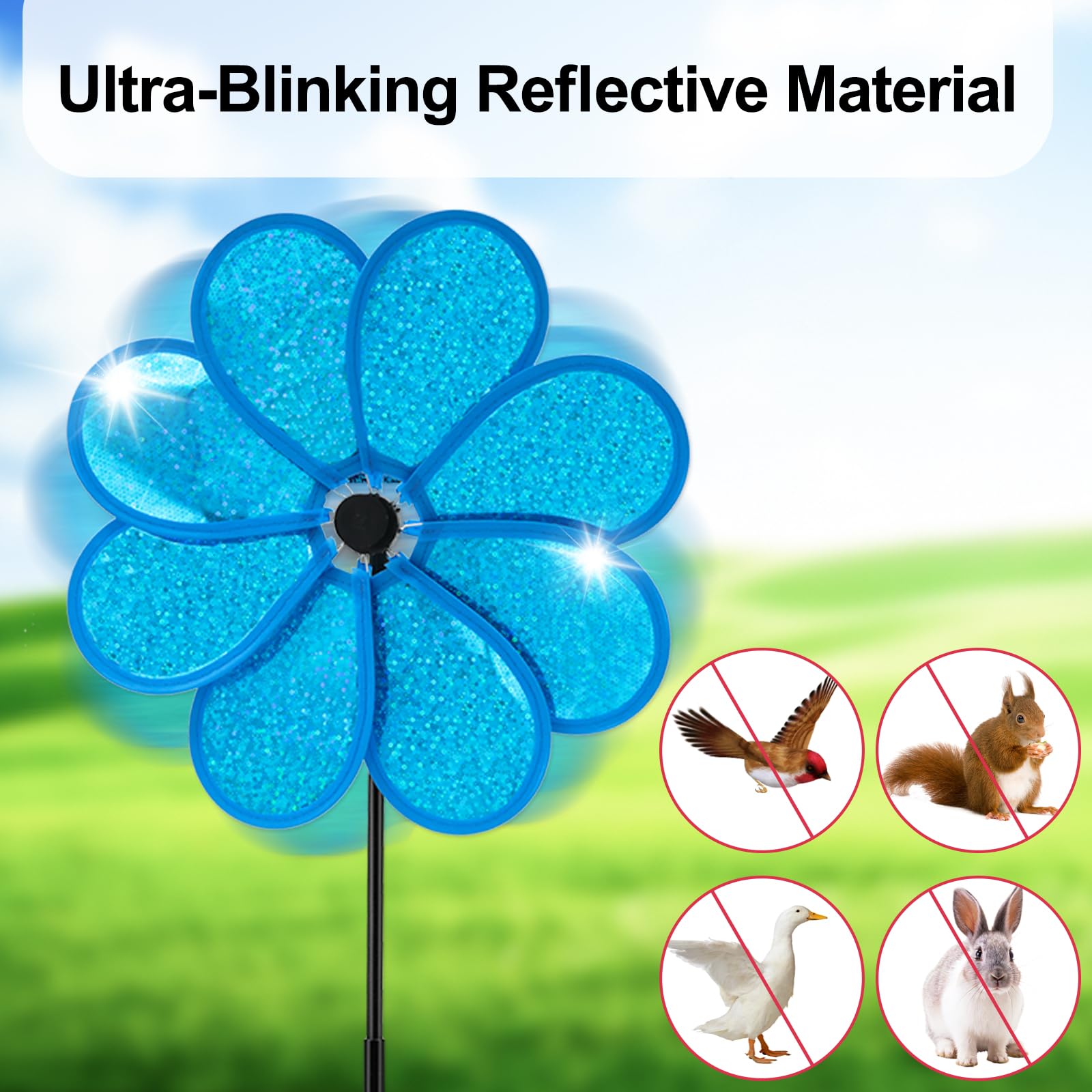 Snapklik.com : 4PCS Flower Wind Spinner Sparkly Lawn Pinwheel 11.8 Inch ...
