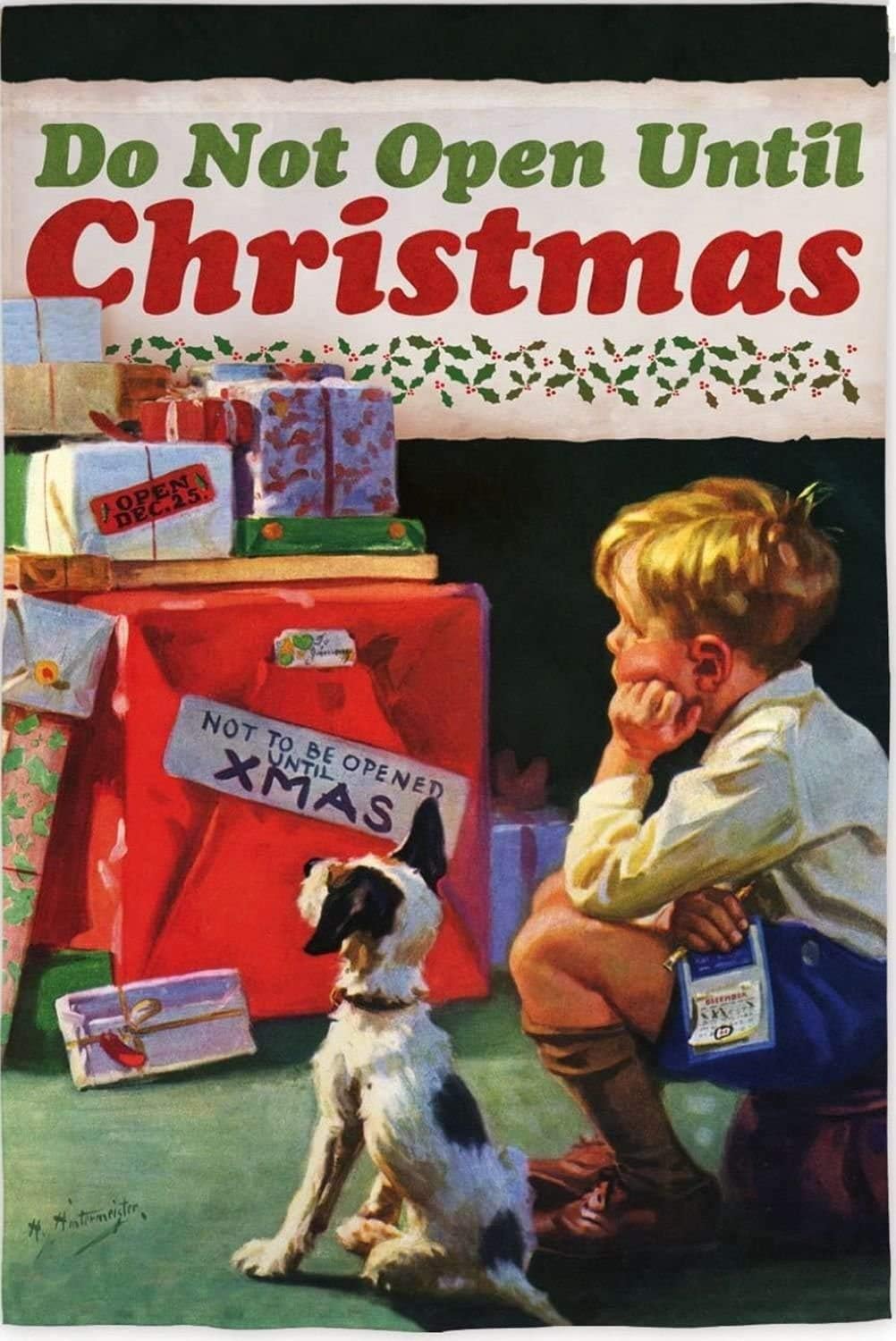 Amazon.com : Do Not Open Until Christmas House Flag : Outdoor ...