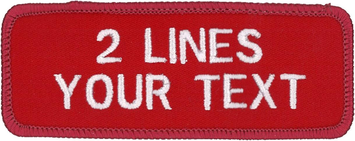 Amazon.com: 2 Line Name Tag-Custom-Embroidered-4 Wide x 1.5 Tall-Red ...