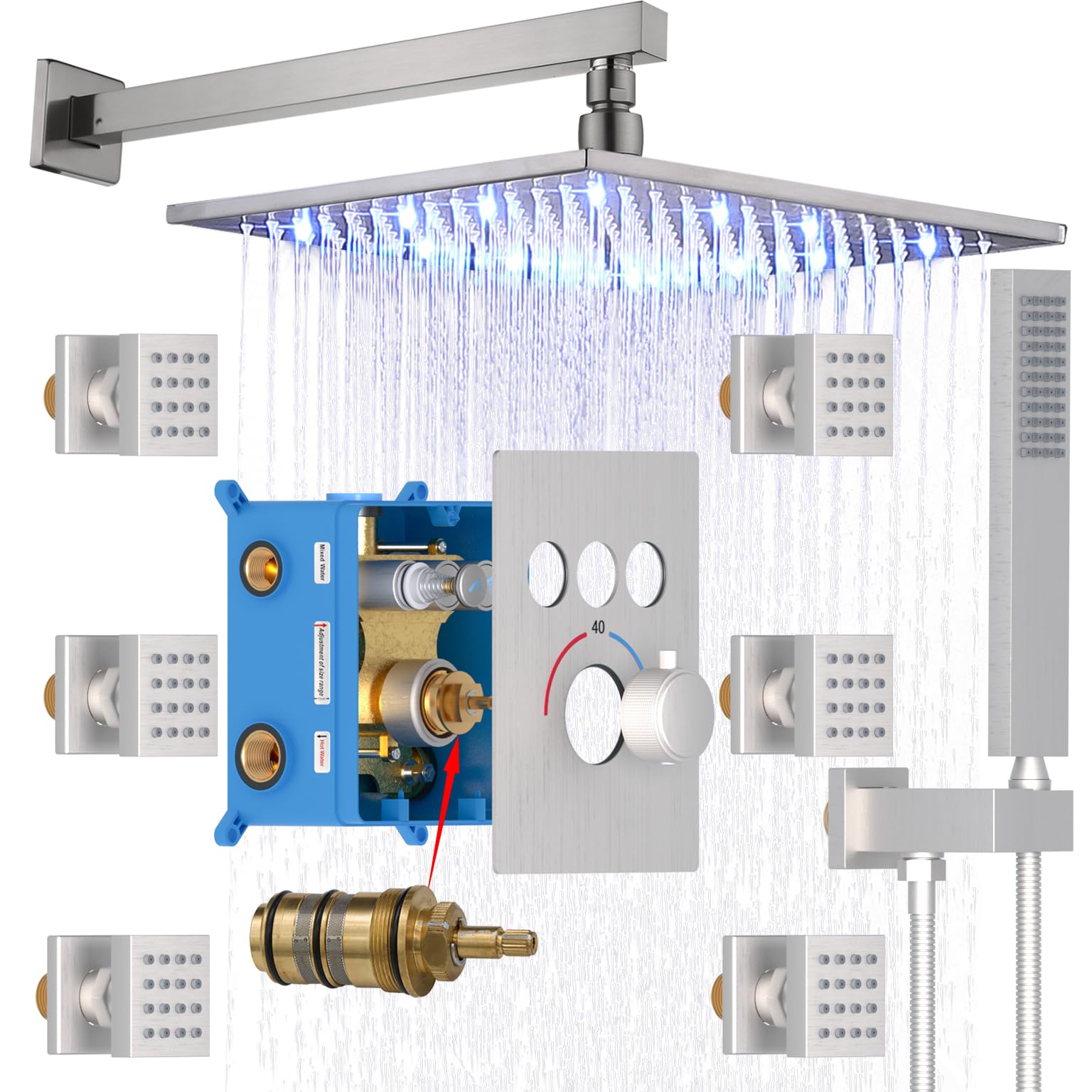 Enga Luxury 12 Inch Led Shower Head System With Body | Desertcart Bahamas