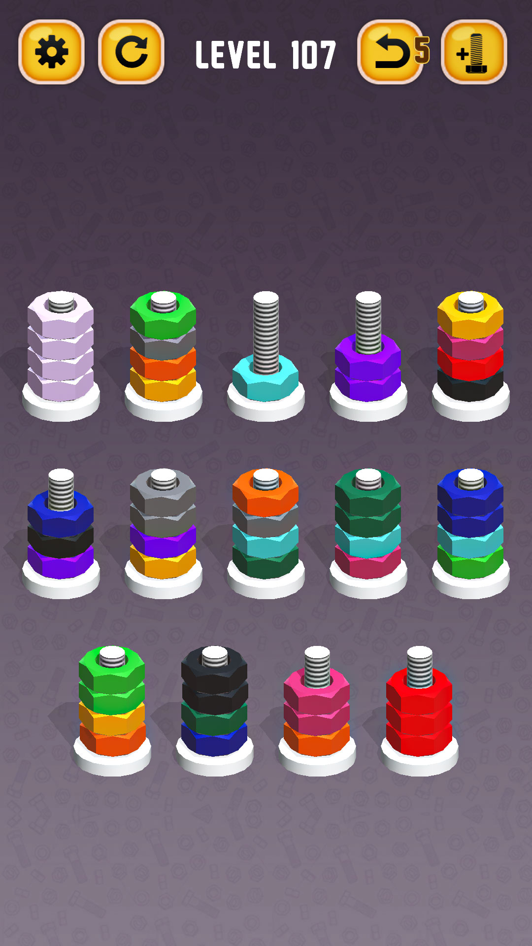 Bolts Color Sorting: Nuts Sort - Nuts & Bolts Puzzle Game 3D Nut and Bolt Sort: Color Sort ...