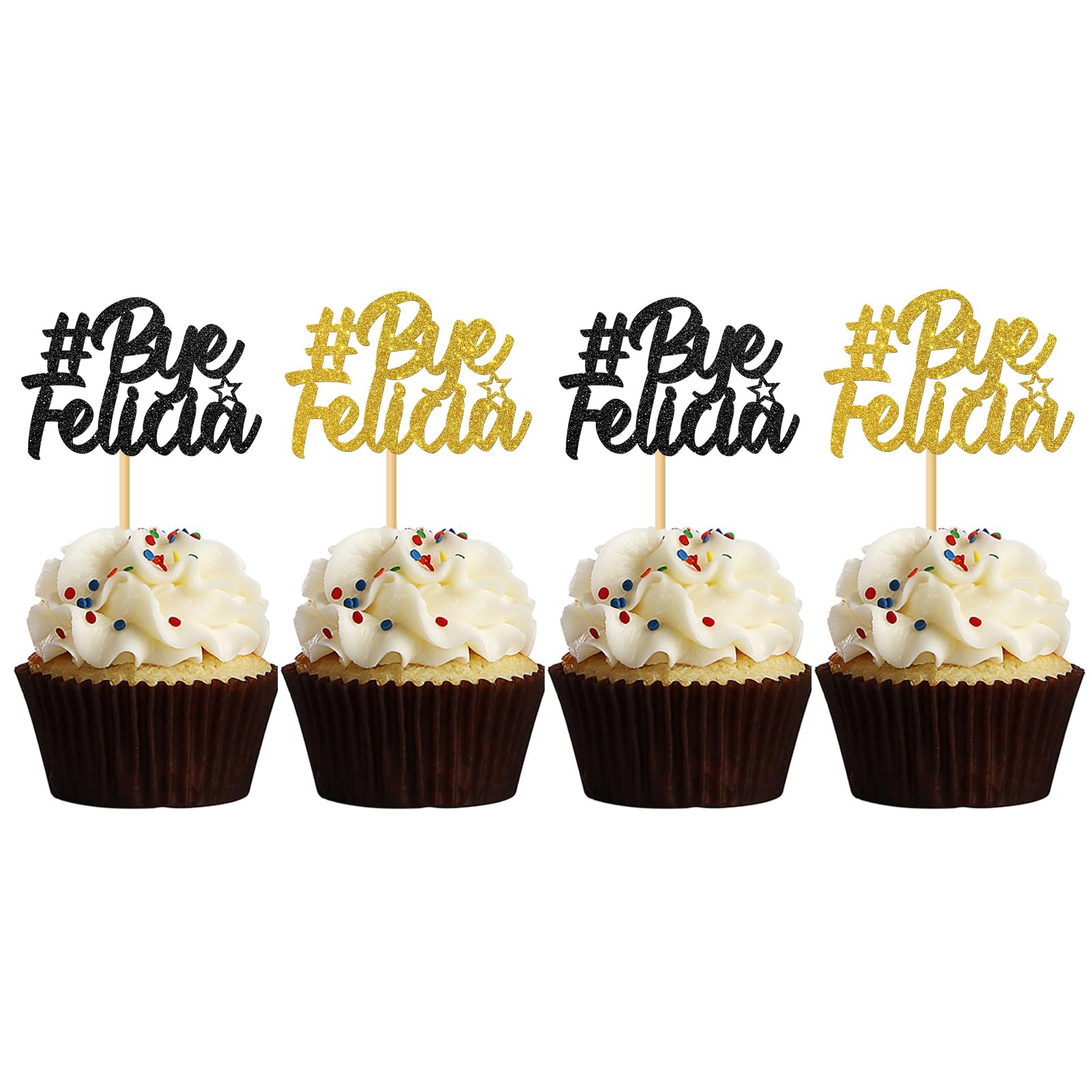 Amazon.com: MonMon & Craft Bye Felicia Cupcake Toppers - Retirement Job ...