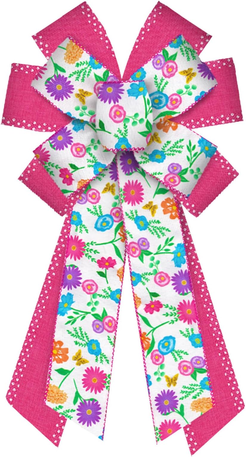 Amazon.com: Estivaux Large Spring Flowers Bows for Wreath, Summer ...