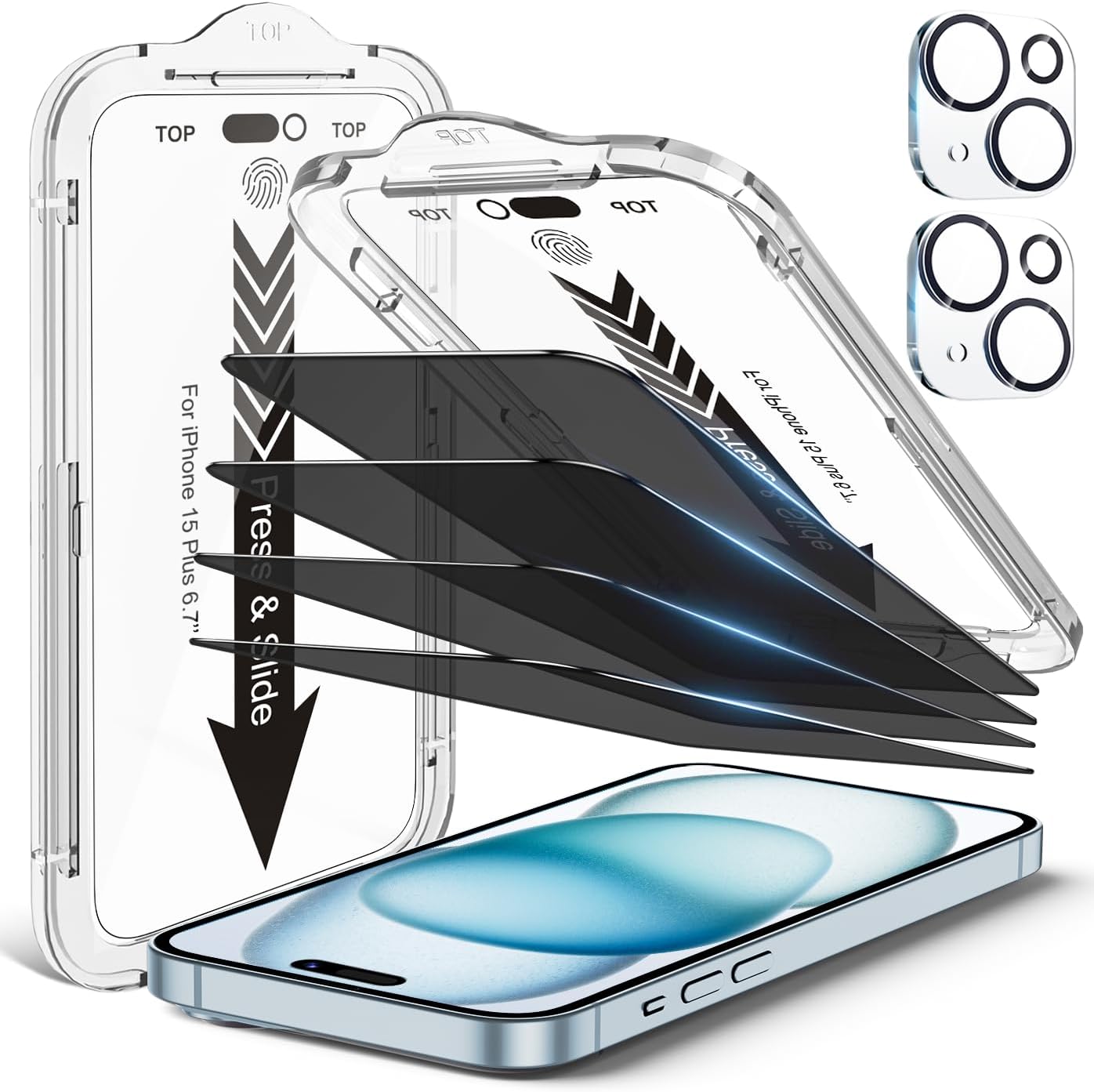Amazon.com: EZ-GLAZ-4 Pack for iPhone 15 Plus/iPhone 16 Plus Privacy ...