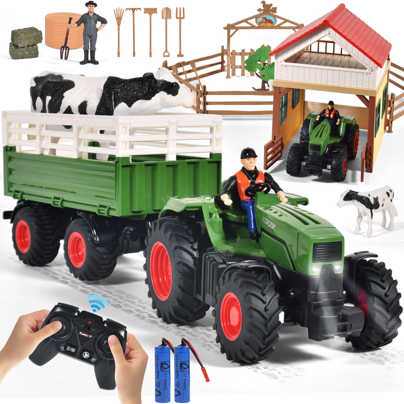 Amazon.com: HRZPACT Remote Control Tractor for Kids, RC Tractor 2.4Ghz ...