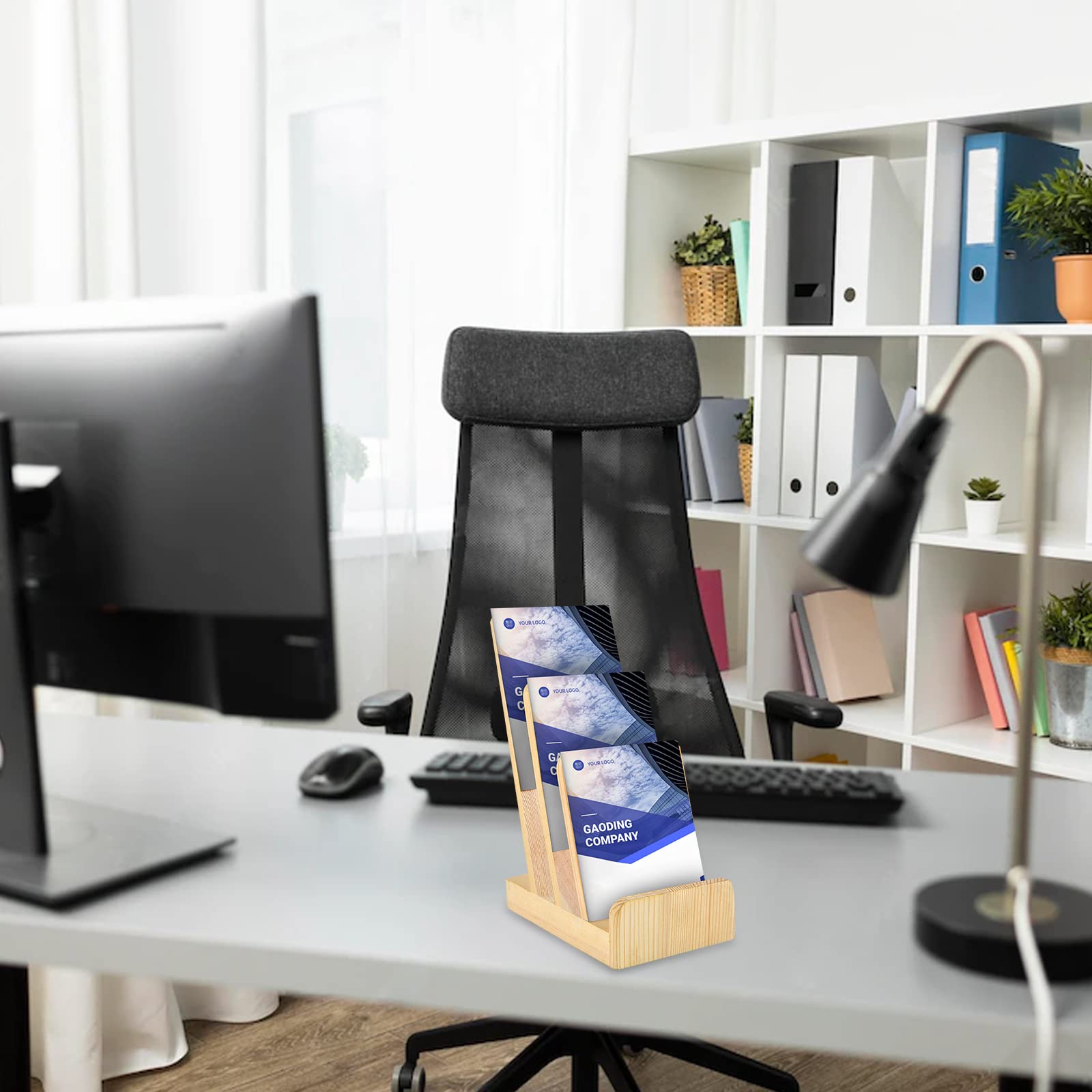 Snapklik.com : 2 Pieces 3-Tier Pine Wood Literature Holder Pamphlet ...