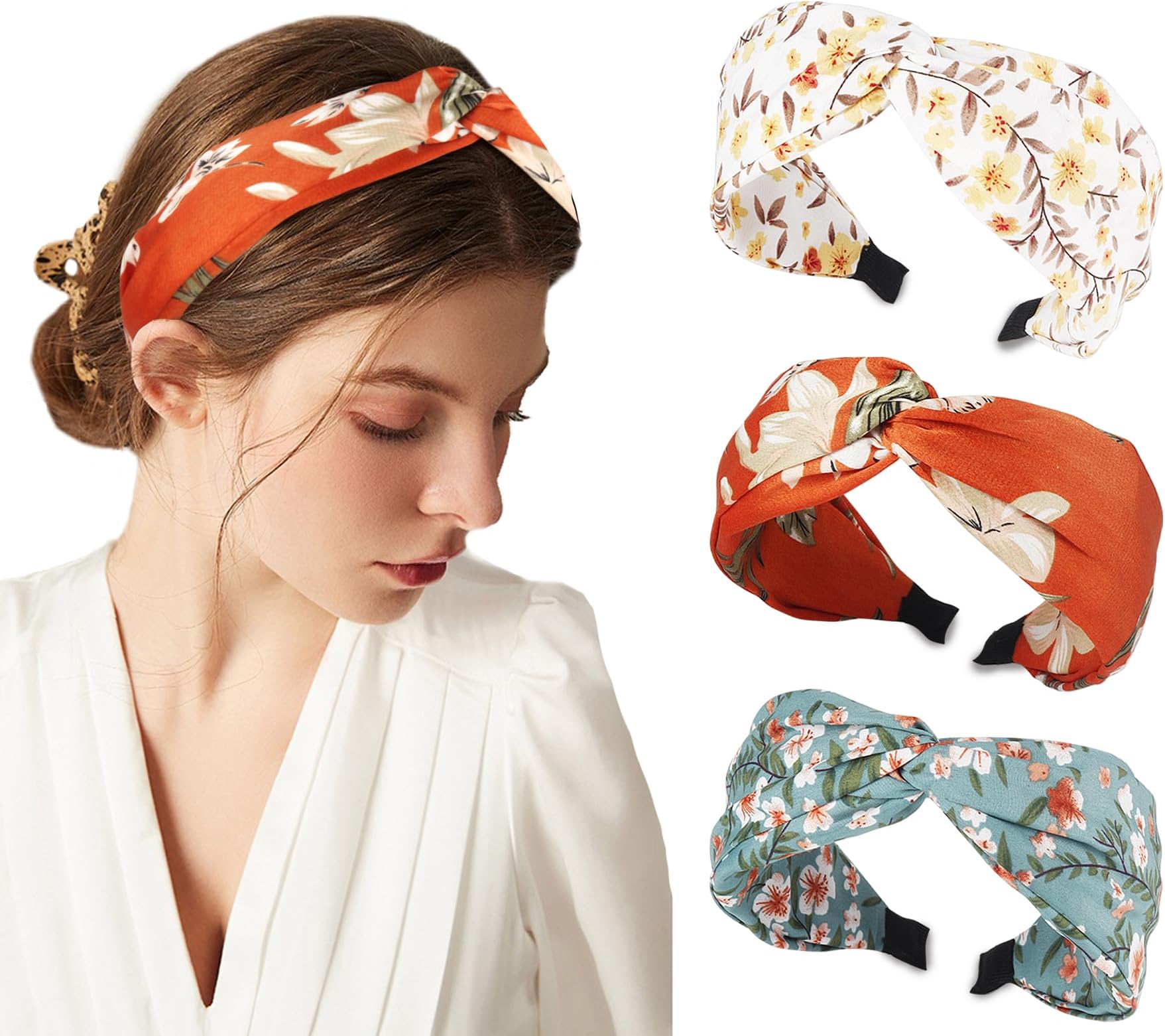 Amazon.com : OUTVIE Boho Knotted Yellow Headband with Handmade Lace ...