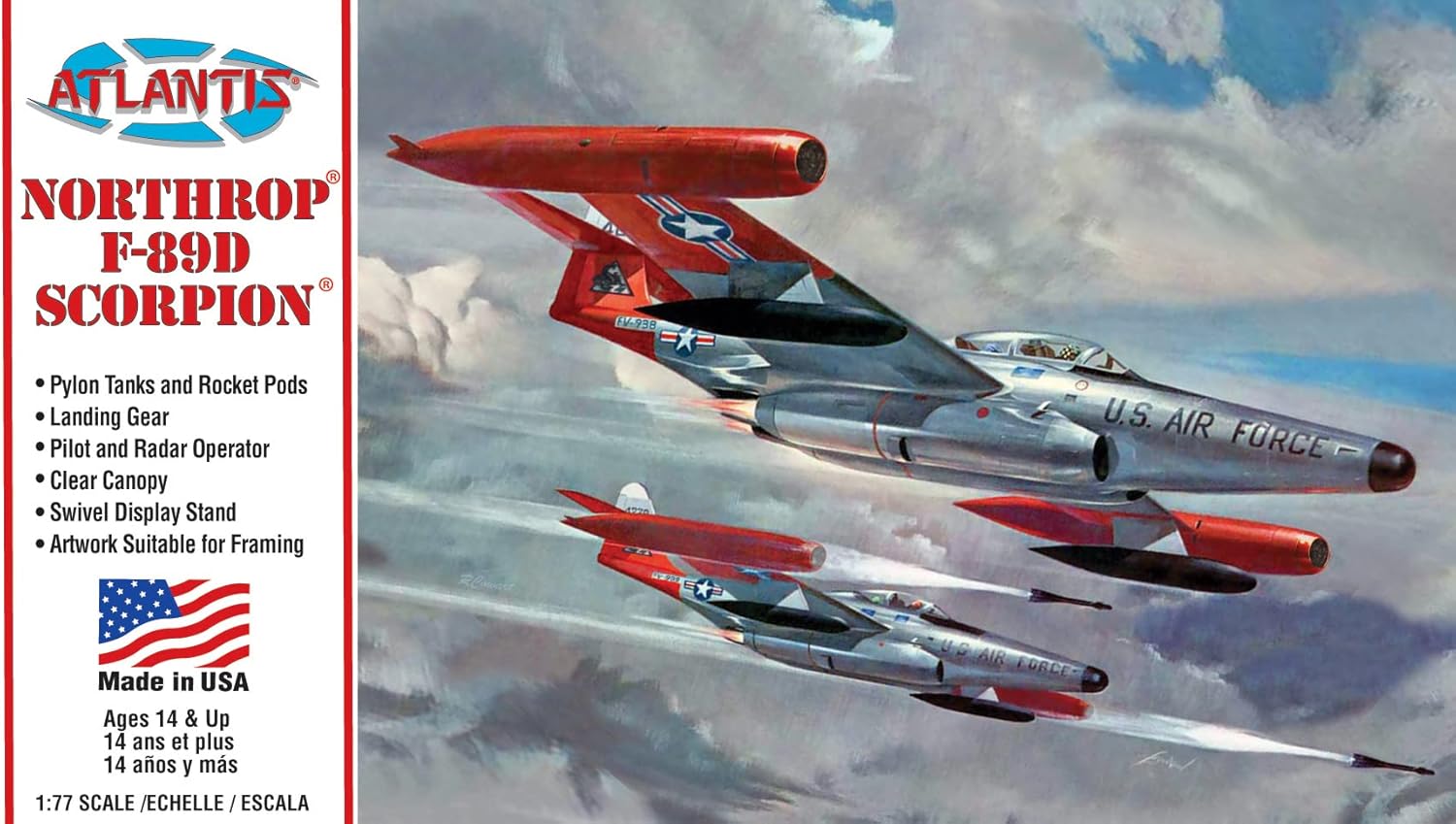 Amazon.com: Northrop F-89D Scorpion 1/77 Plastic Model Kit Atlantis ...