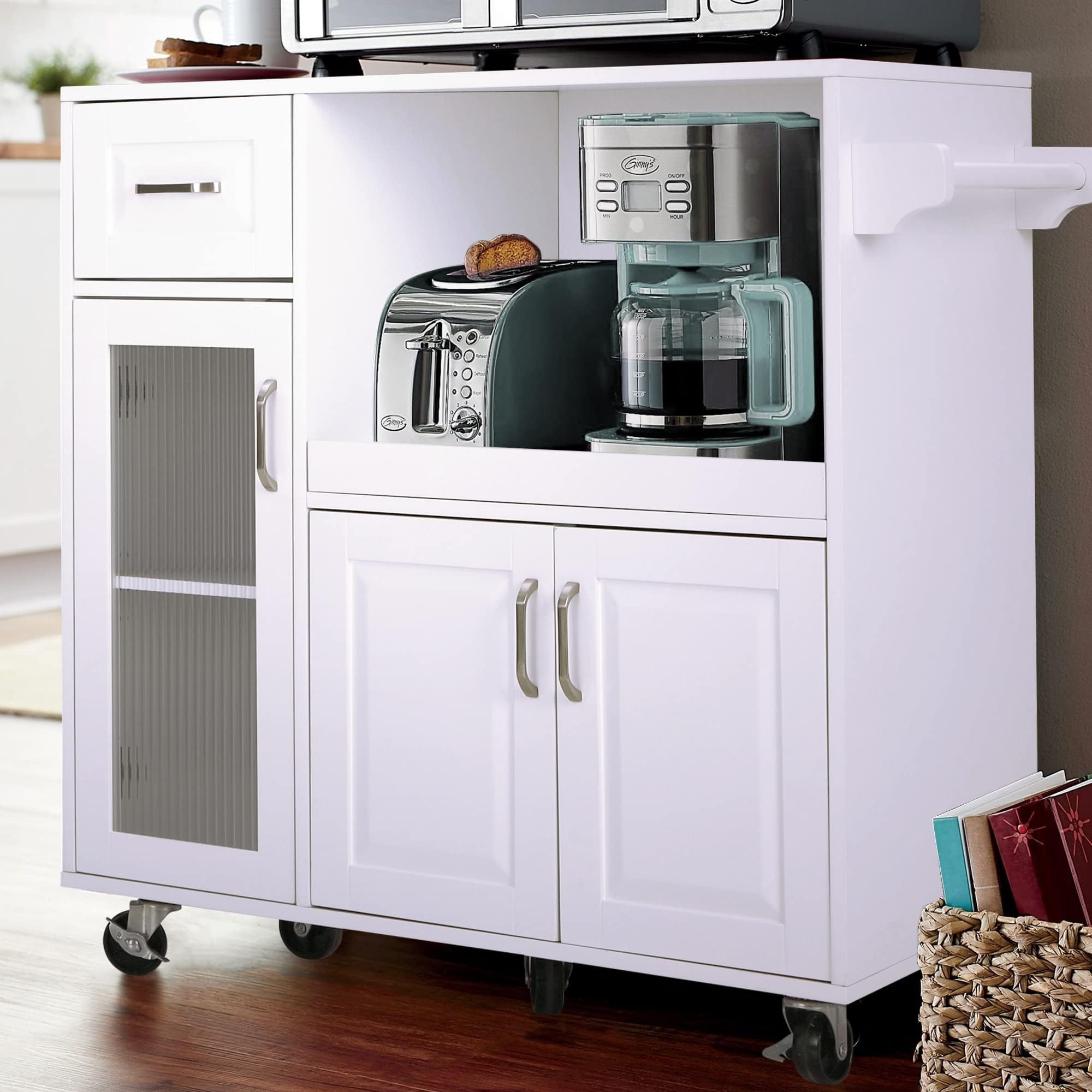 Amazon.com: Giantex Rolling Kitchen Island with Storage, Mobile Kitchen ...