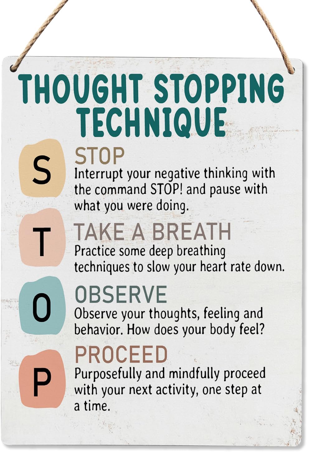 Amazon.com : UYIKG Therapy Office Decor, Thought Stopping Technique ...