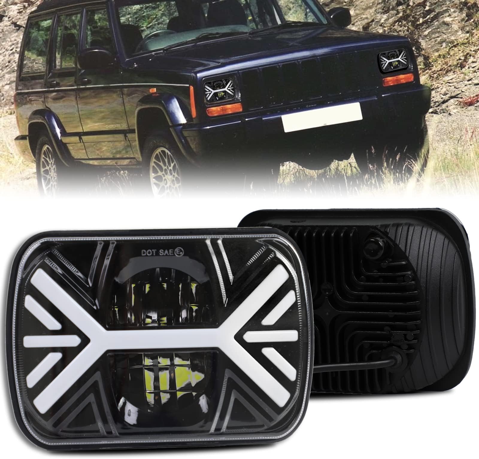 Amazon.com: 5x7 7x6 H6054 LED Headlights 120W for w/Jeep Wrangler YJ ...