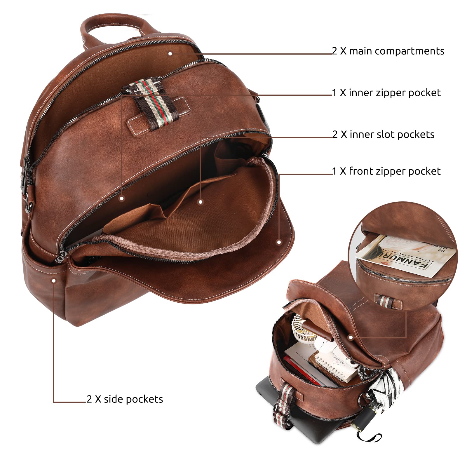 Backpack Purse for Women, Large Shoulder Bags for Work Office Shopping ...