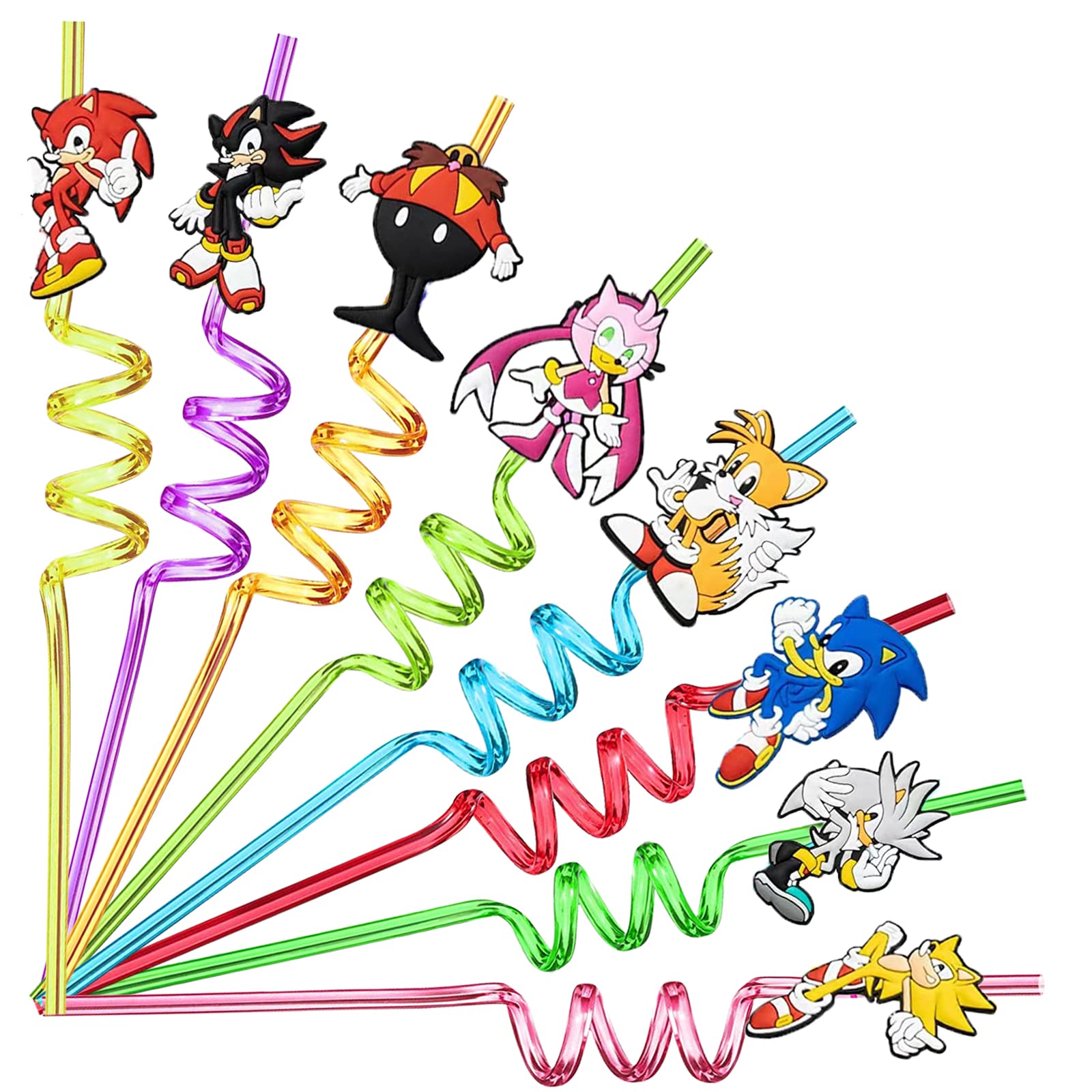 24Pcs Cartoon Reusable curly Straws, Cocktail Drink Straw Decoration ...