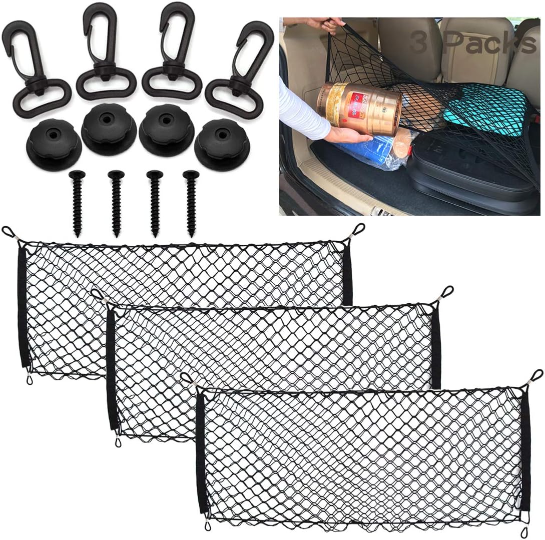 Amazon.com: 3PCS Adjustable Envelope Trunk Cargo Net with Hooks for Car ...