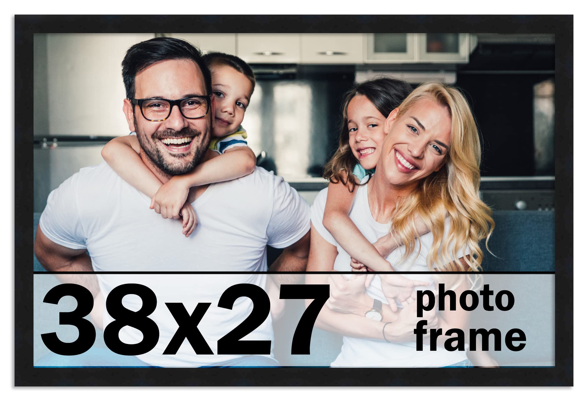 Amazon.com: 38x27 畫框 黑色相框 - 完整的現代相框包括 UV 壓克力防碎罩正面,無酸泡沫背襯板,懸掛五金木質牆框,適用於家庭照片 - 無墊 : 居家與廚房