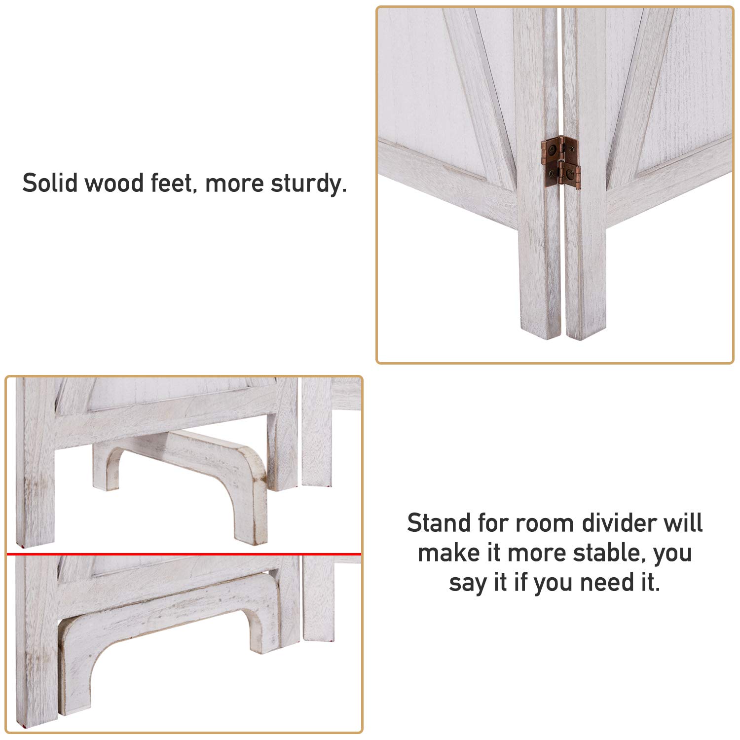 Buy RHF 5.7 Ft.Tall Room Divider with Stand,16" Each Panel,Rustic X ...