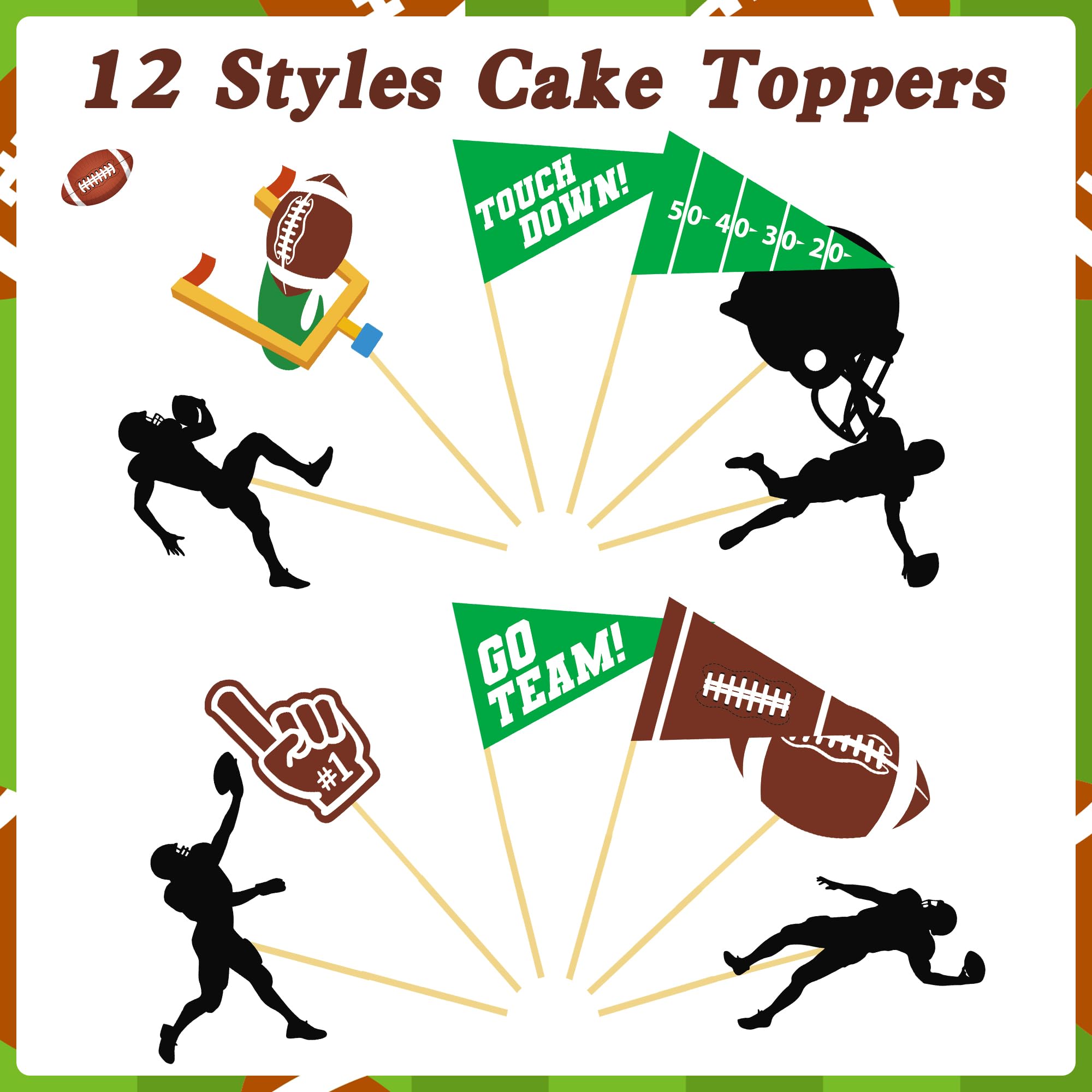Snapklik.com : 24 Pcs Football Cupcake Toppers, Disposable Foot Ball ...