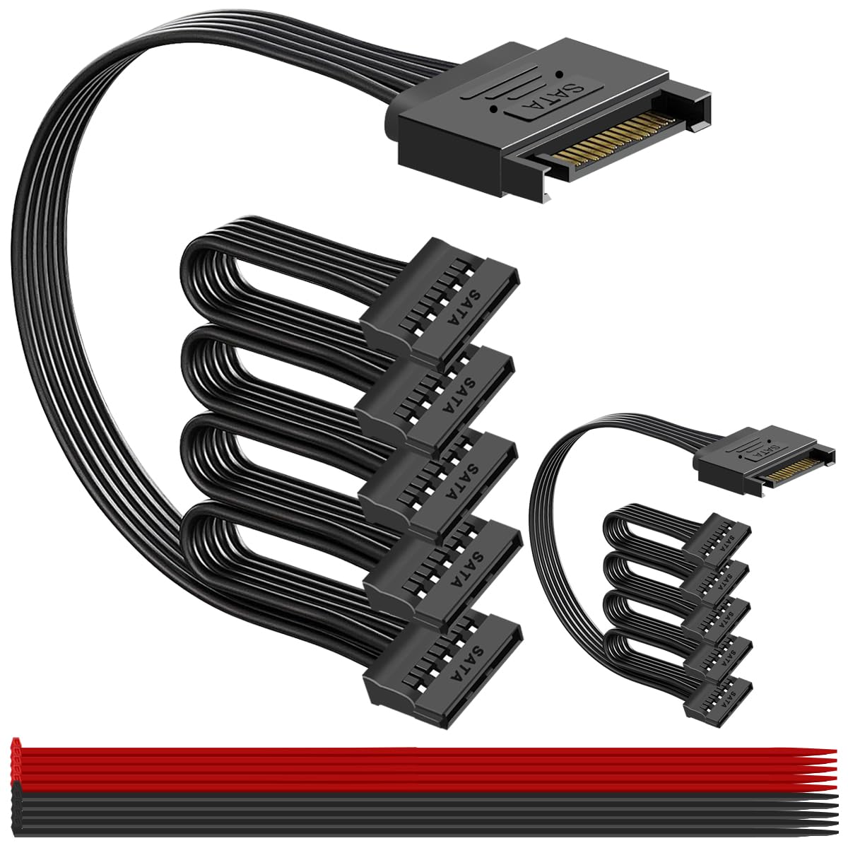 Amazon.com: MKBKLLJY 2 PCS SATA Power Splitter Cable, 15 Pin SATA to 5 ...