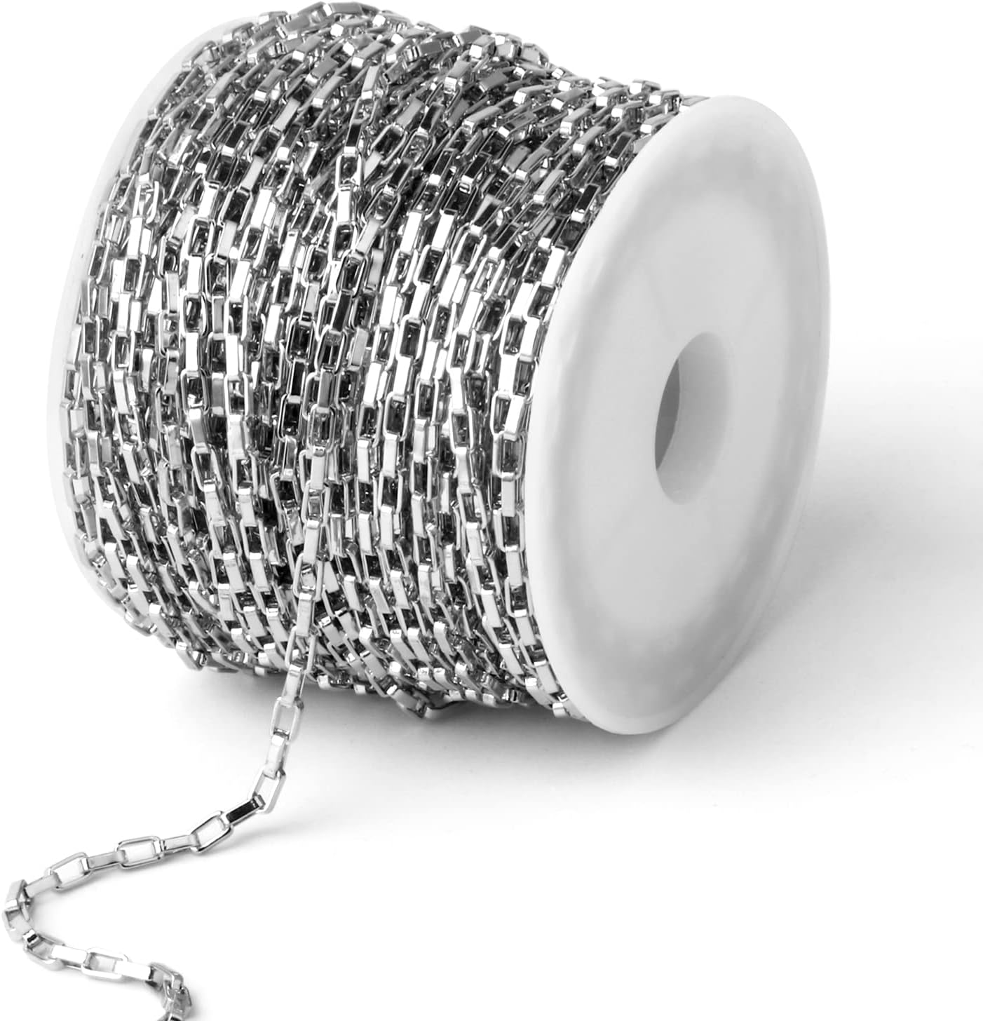 Amazon.com: 33 Feet Stainless Steel Box Chain Bulk, 2mm 304 Stainless ...