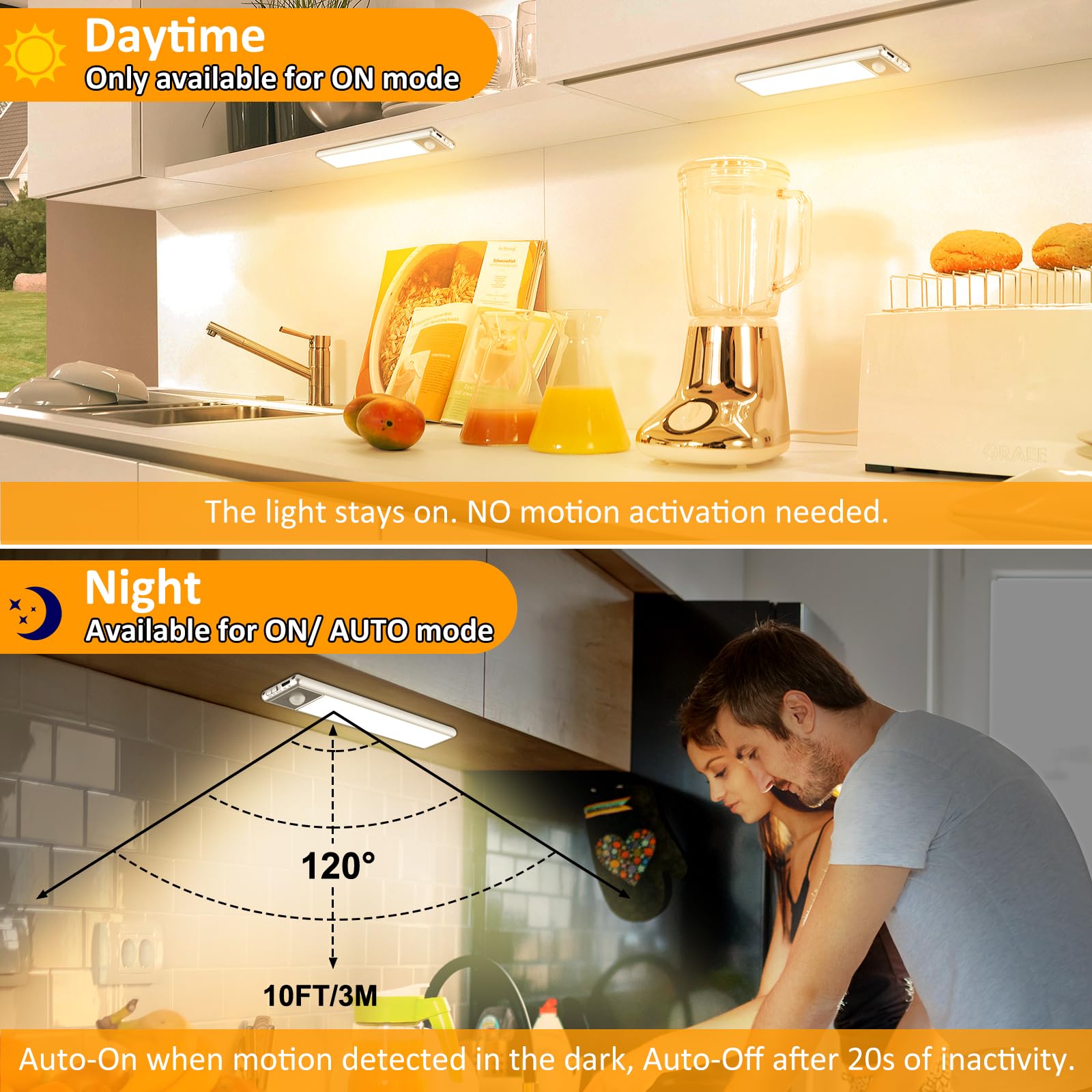 Snapklik.com : 30-LED Motion Sensor Under Cabinet Lights, Magnetic ...