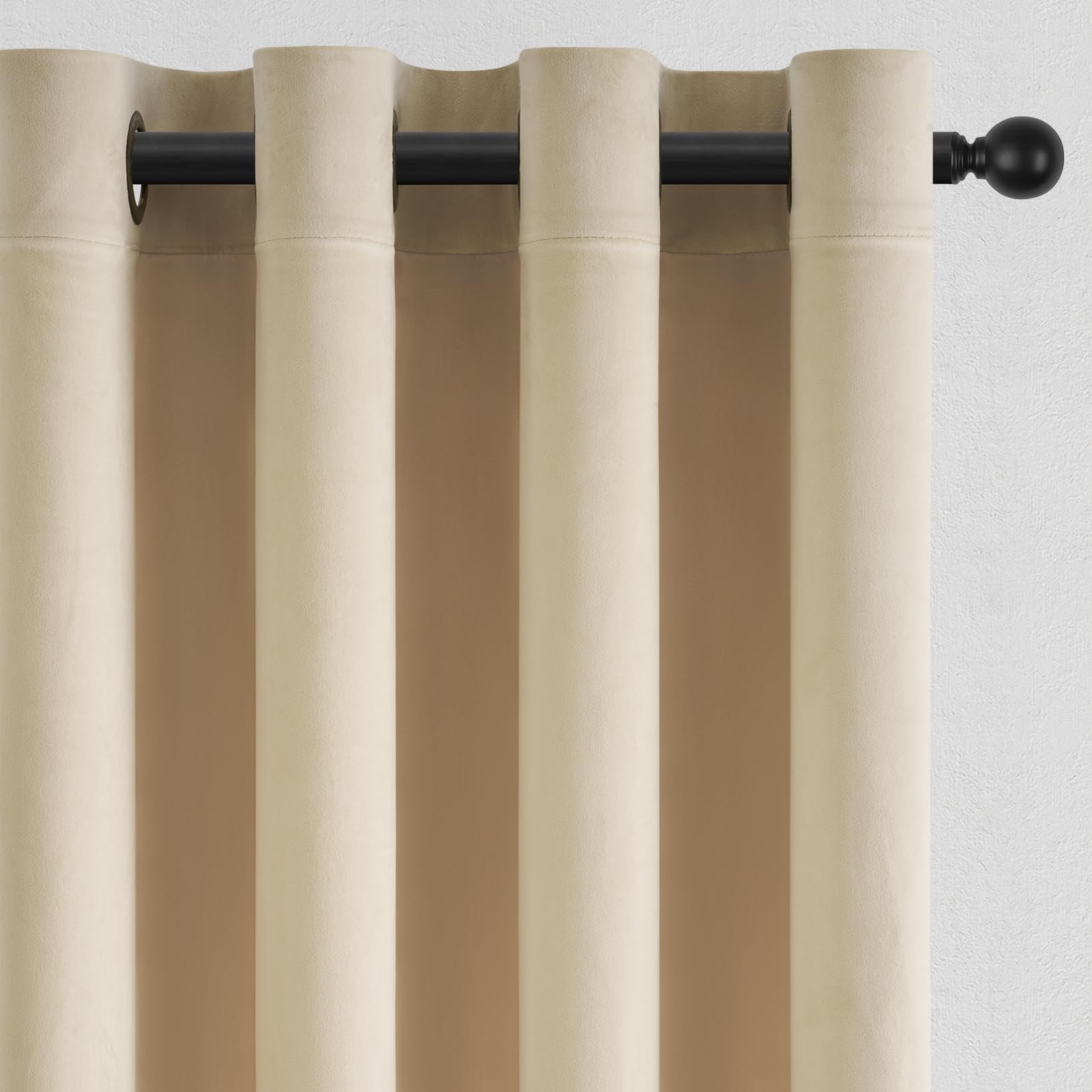 Amazon.com: Topfinel Beige Velvet Blackout Curtains 84 Inches Long ...