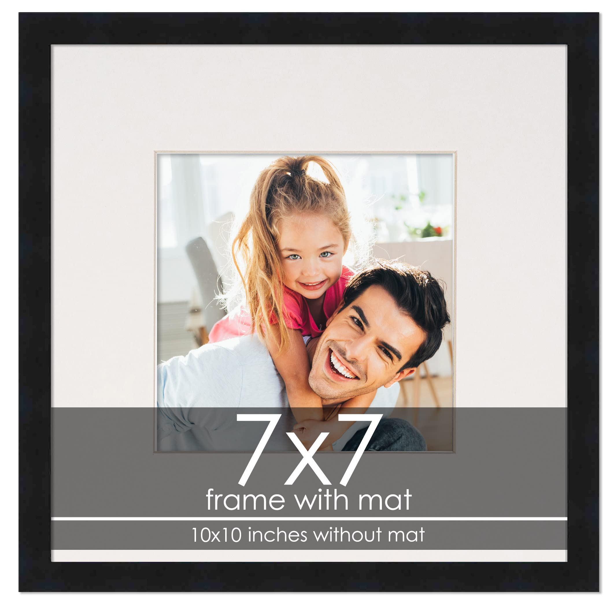 Amazon.com - 7x7 Frame with Mat - Black 10x10 Frame Wood Made to ...
