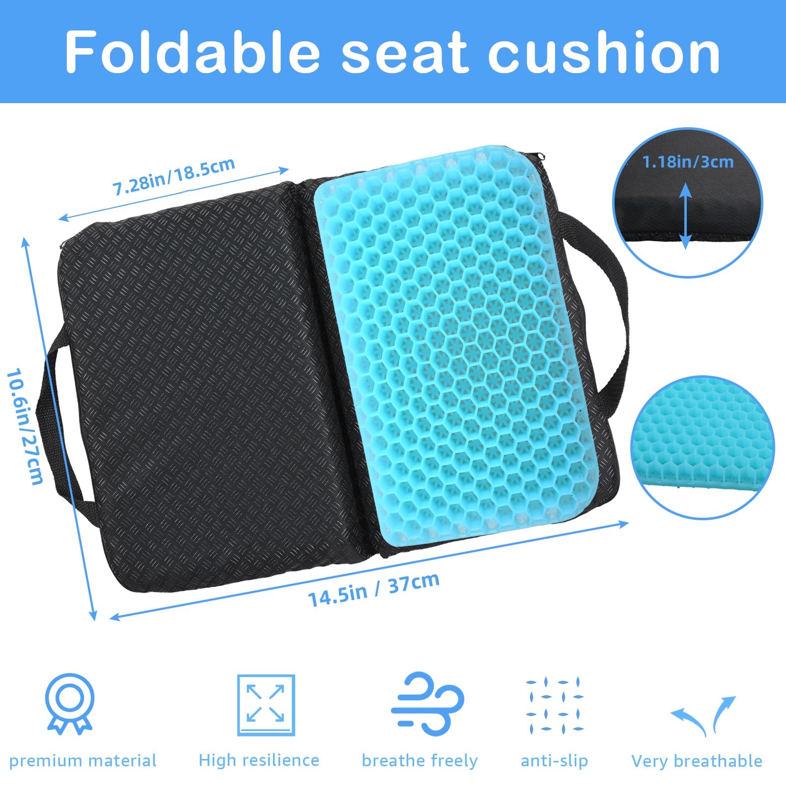 Portable Gel Seat Cushion Foldable Gel Travel Cushions for Long Sitting ...