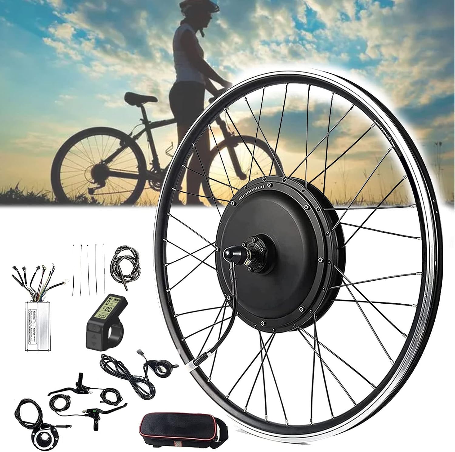 500W/1000W/1500W Front Electric Bike Conversion Kit with LCD Panel ...