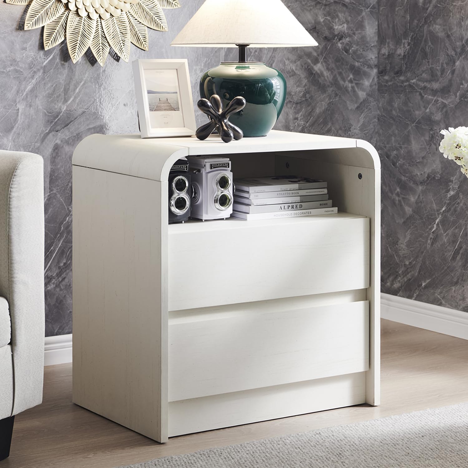 Amazon.com: Aitjunz 25" Tall Modern Nightstand with Charging Station ...