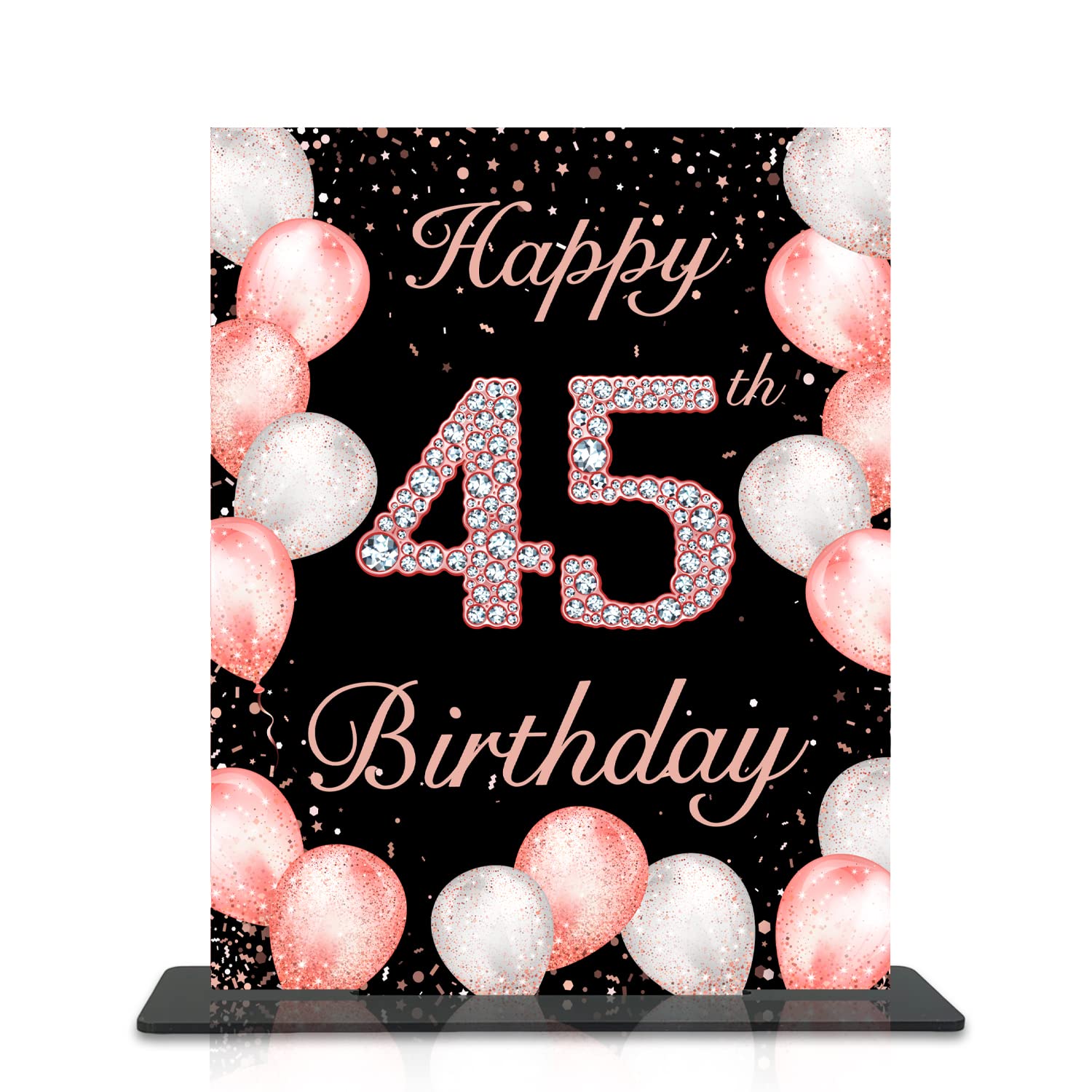 Snapklik.com : Happy 45th Birthday Pink & White Balloon Acrylic Table ...