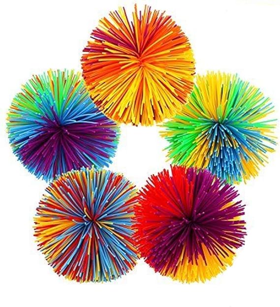 Monkey Stringy Balls, 5 Pcs Fidget Ball Sensory Toys Soft Rainbow Pom ...