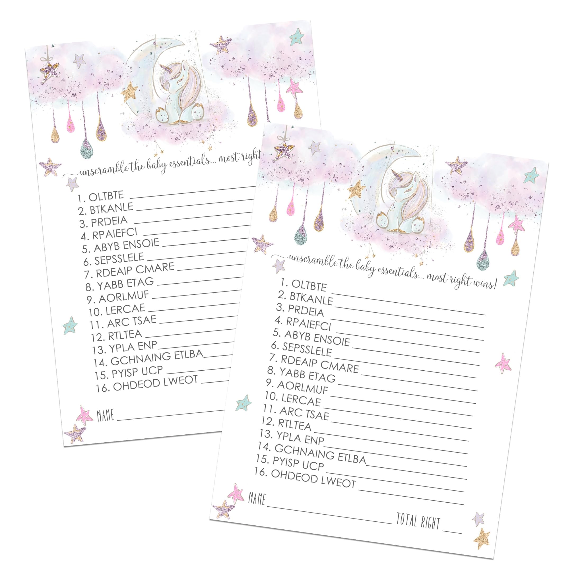 Unicorn Theme Baby Shower Games Guess The Baby Food Game Unicorn
