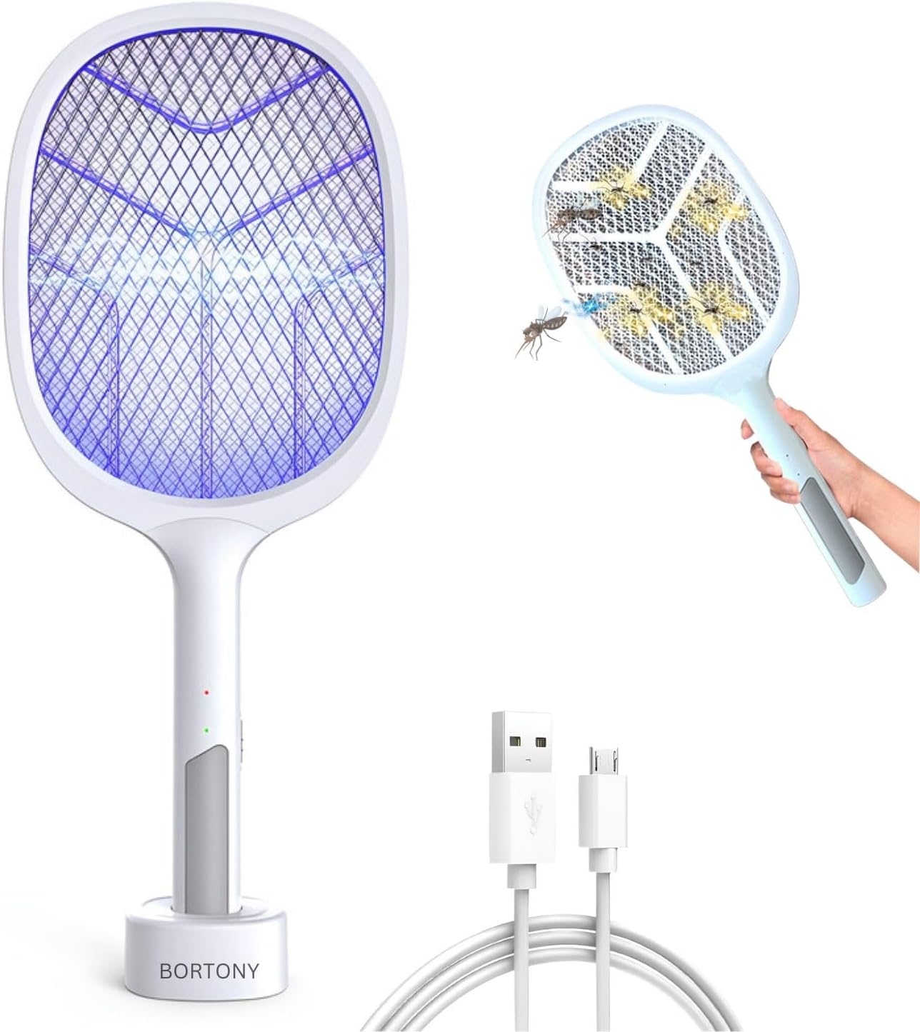 BORTONY Mosquitos Swatter, Electric Bug Zapper, Dual Mode Mosquito ...