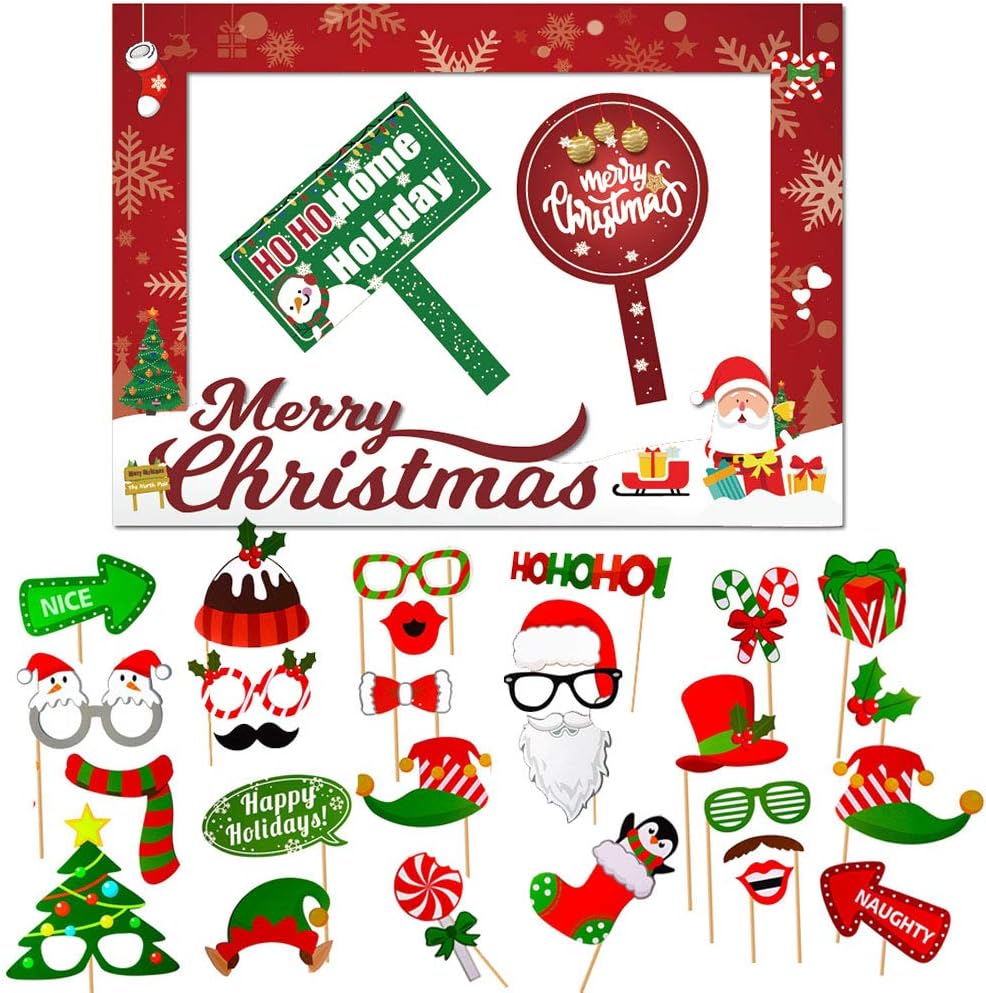 Amazon.com: Christmas Photo Booth Props Kit(47Pcs), Konsait DIY Ugly ...