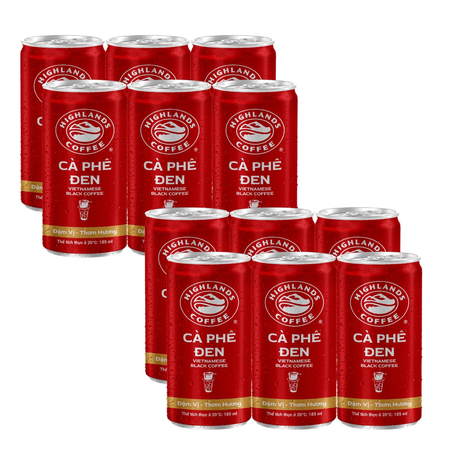 Amazon | ベトナムブラック缶コーヒ ハイランドコーヒー 185ml（12本）Ca Phe Highlands Den 185ml (12 lon) | Sesofoods ...