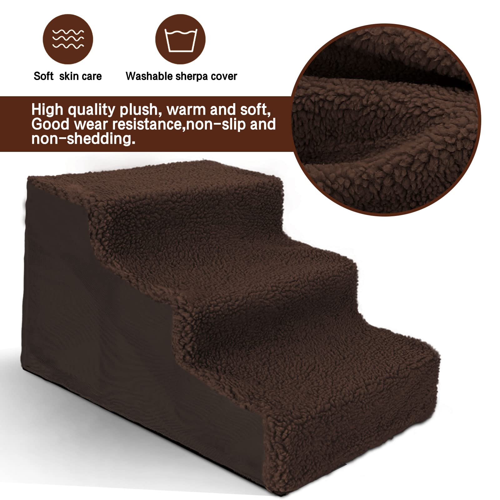 Topmart Plastic Dog Stairs Steps for Small Dogs & Cats,Non-Slip 3 Tiers ...