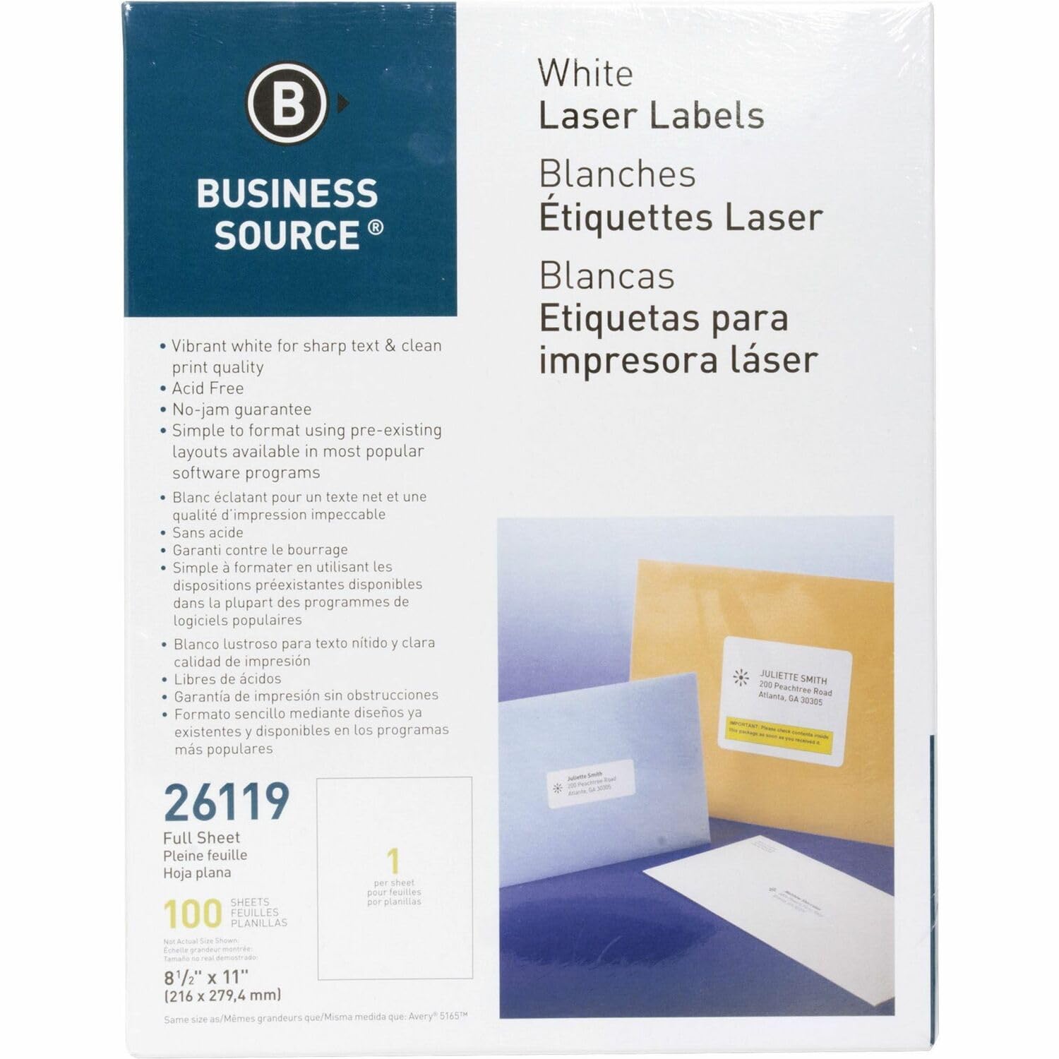 Amazon.com : Business Source Laser Full Sheet Mailing Labels - Pack of ...