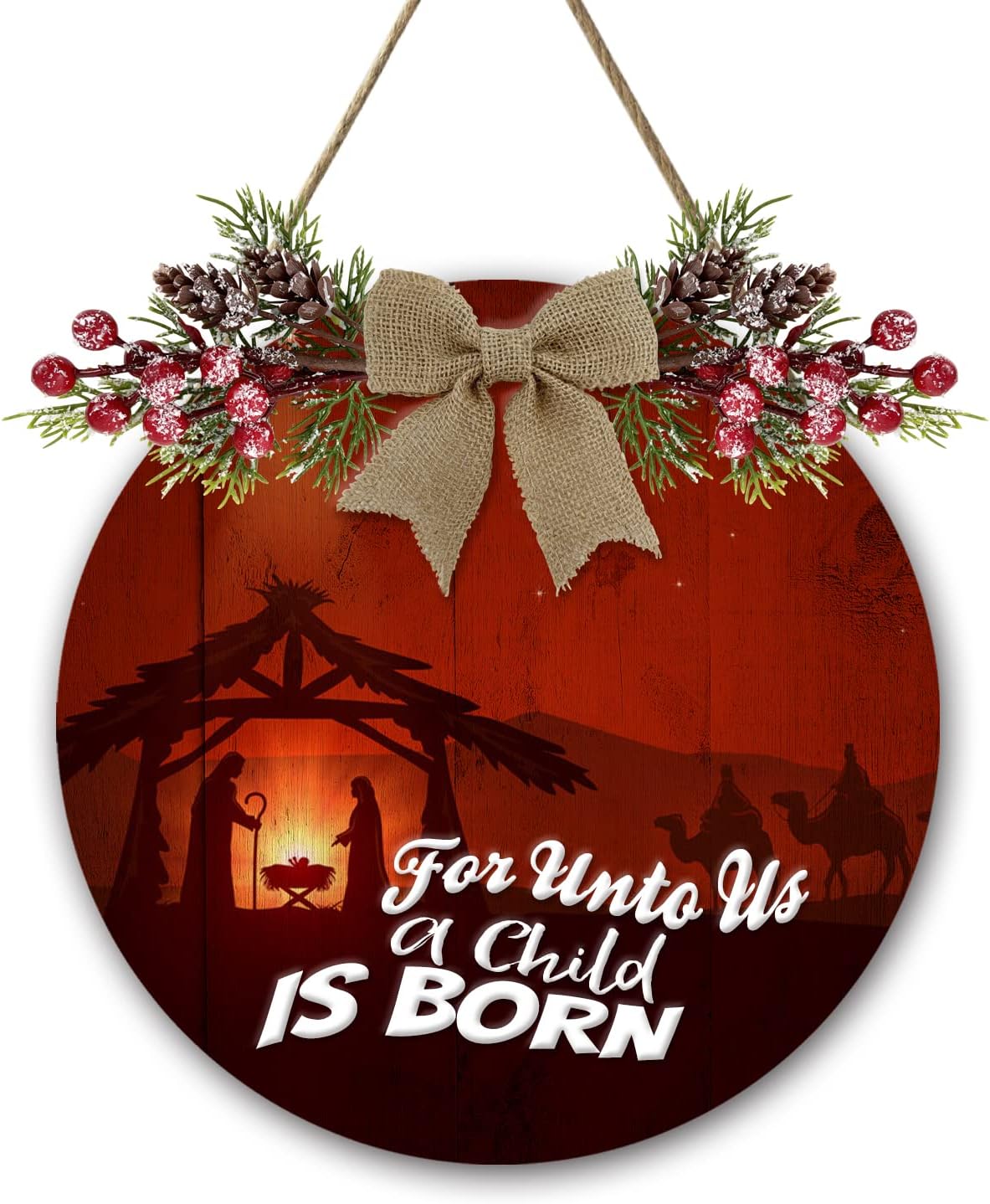 Amazon.com: Christian Wood Sign,For Unto Us A Child Is Born,Rustic ...