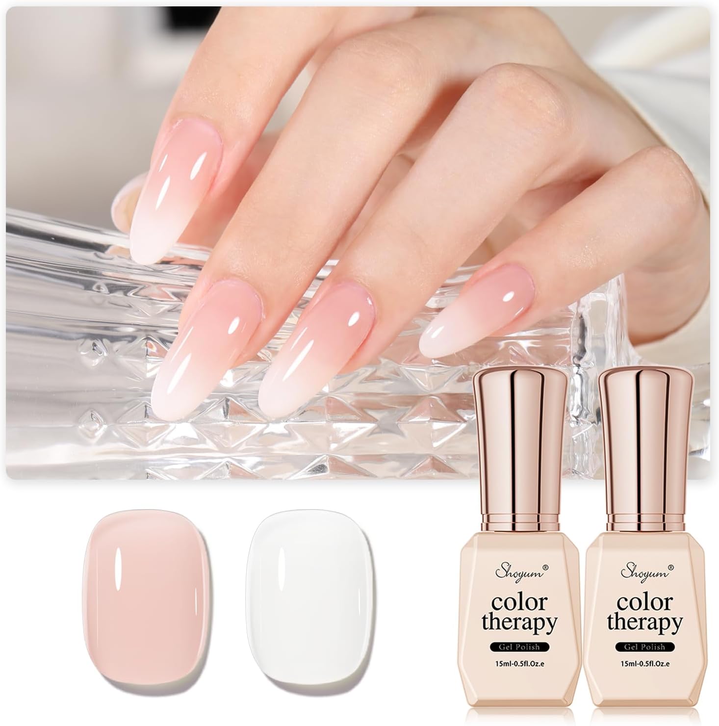 Amazon.com : SHOYUM Sheer Pink Nail Polish Gel, 15ml Neutral Jelly ...