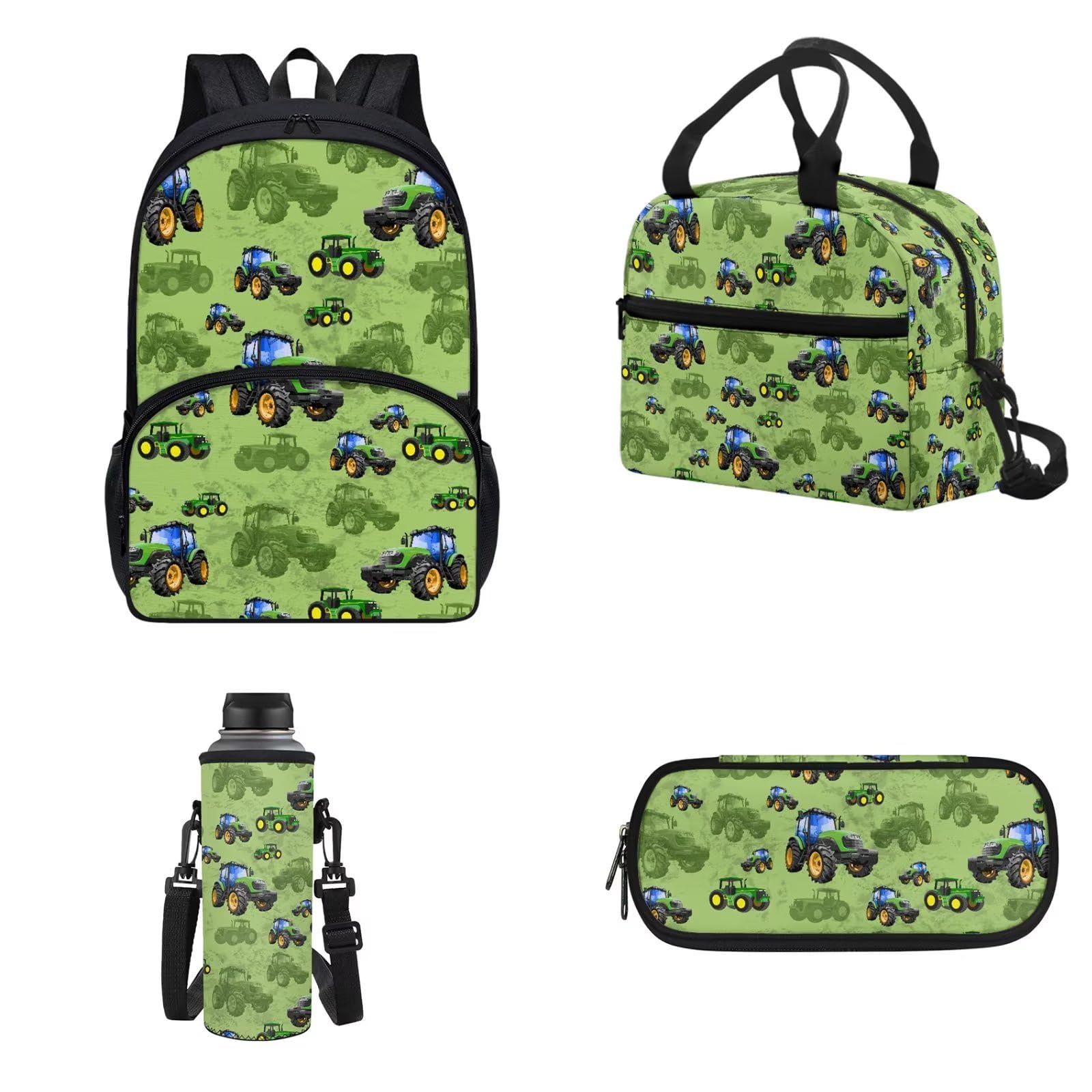 Amazon.com | FUIBENG Cartoon Farm Tractor Kids Backpack with Lunch Box ...