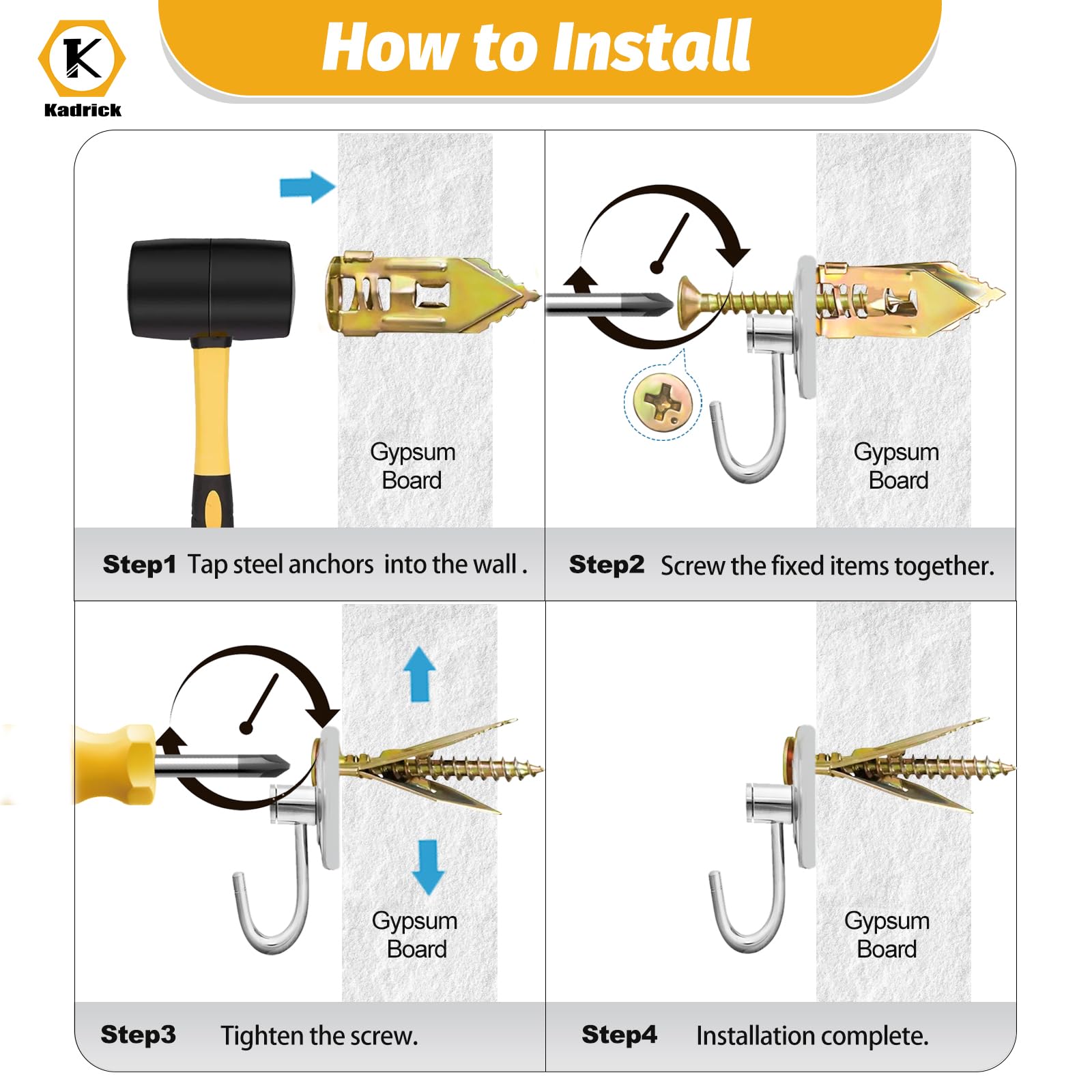 Snapklik.com : Kadrick 200Pcs Self Drilling Drywall Anchors