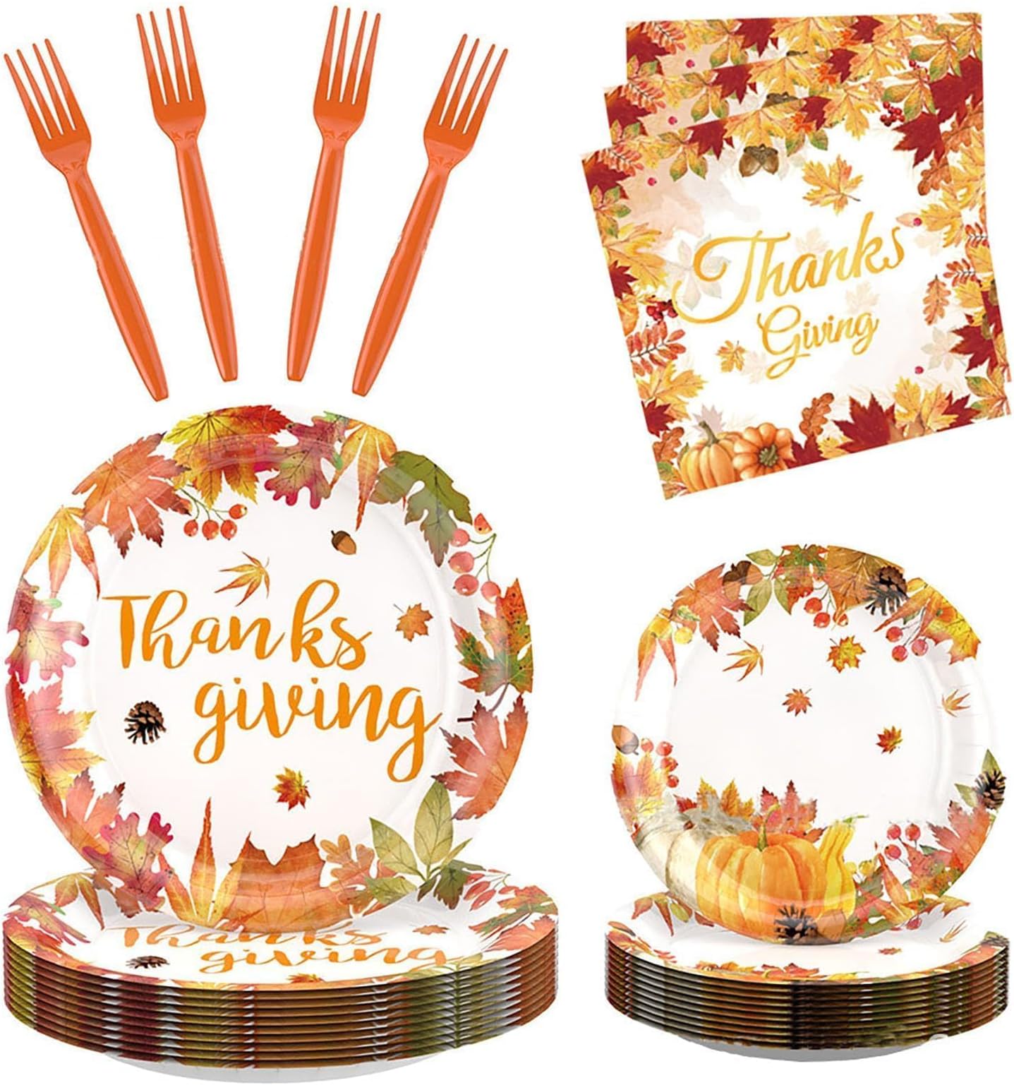 Amazon.com: DIYASY 96 Pack Thanksgiving Paper Plates and Napkins, Fall ...
