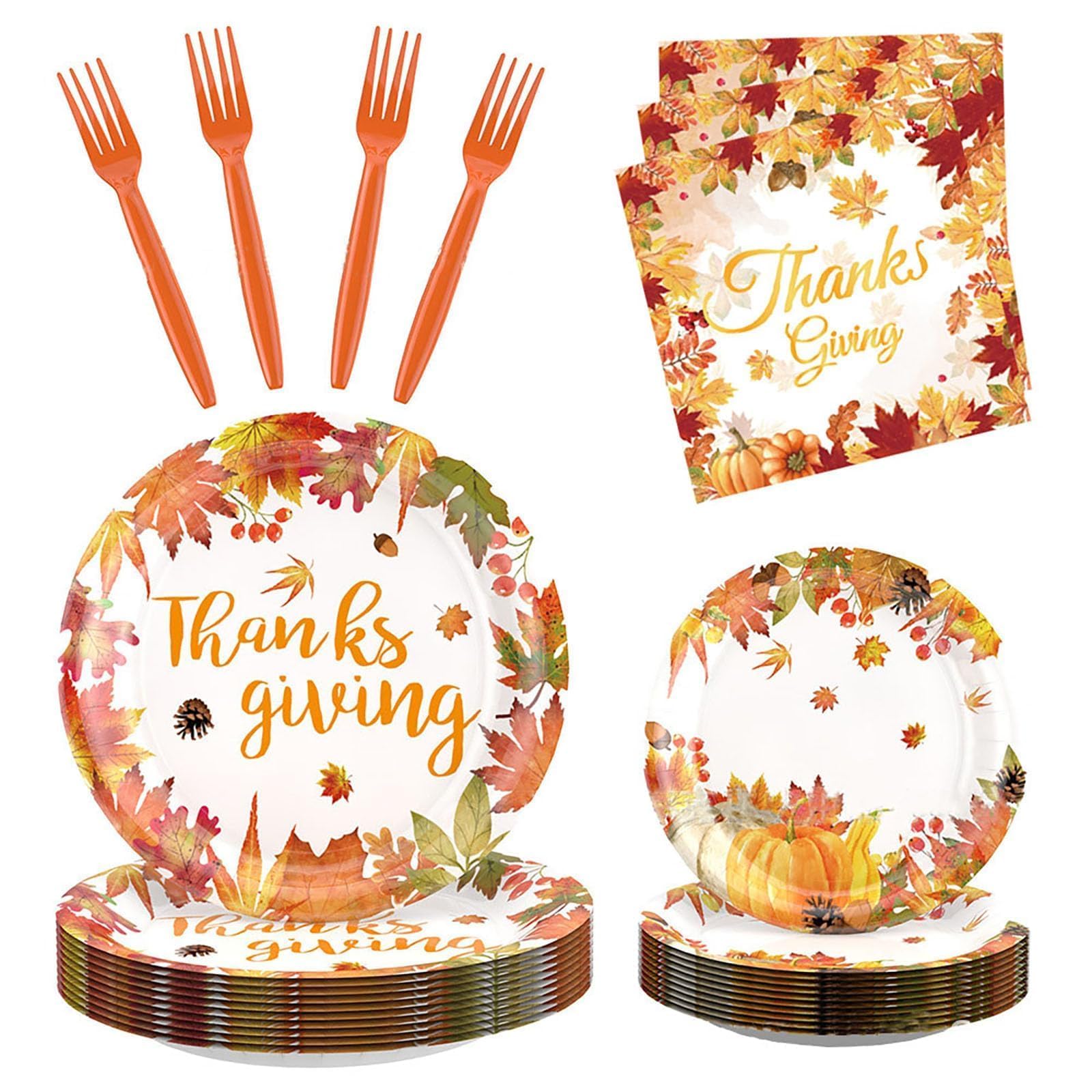 Amazon.com: Thanksgiving Paper Plates Fall Leaves Themed Heavy Duty ...