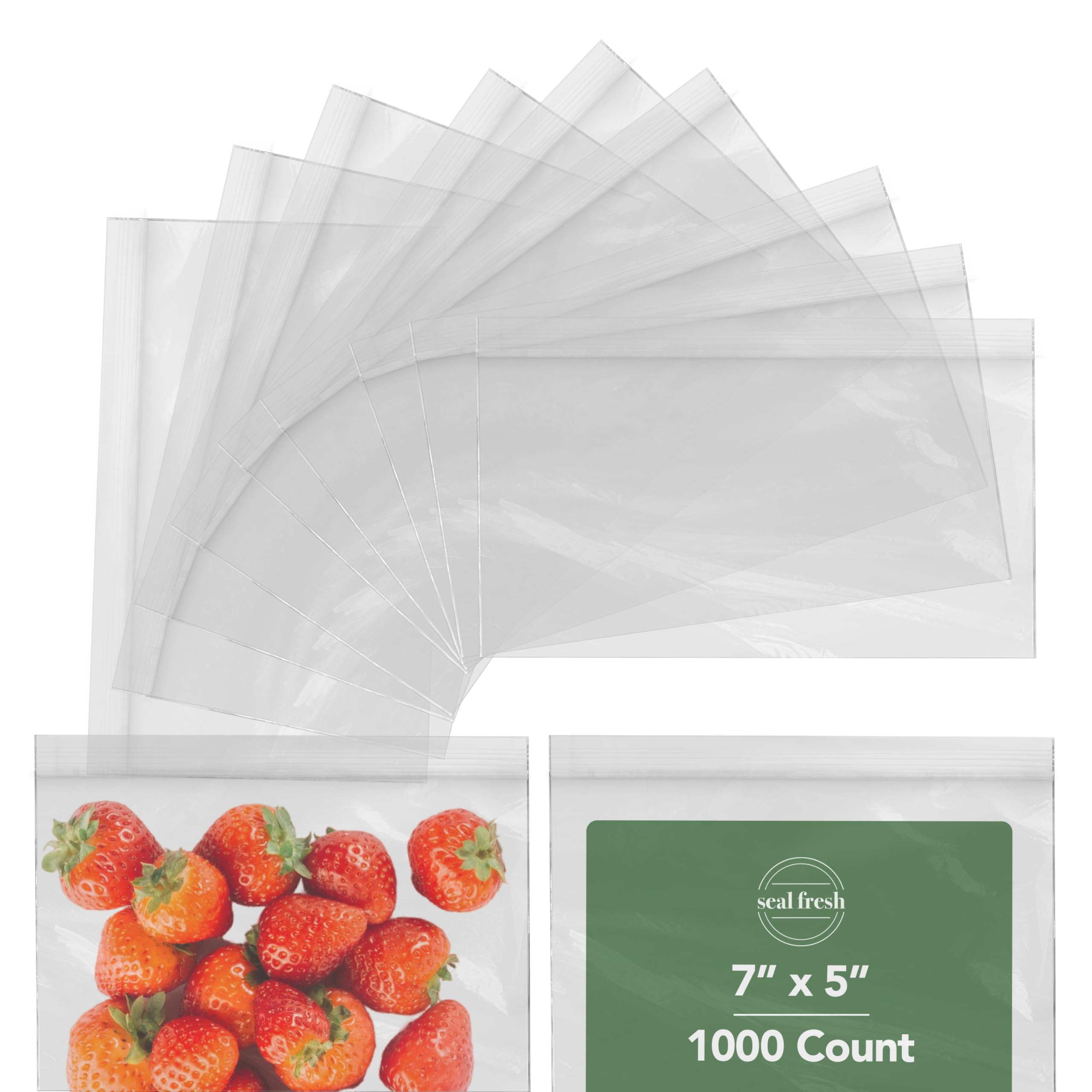 Amazon.com: Seal Fresh Zip Bags – 7x5 Inches (1000 Count), 2 Mil ...