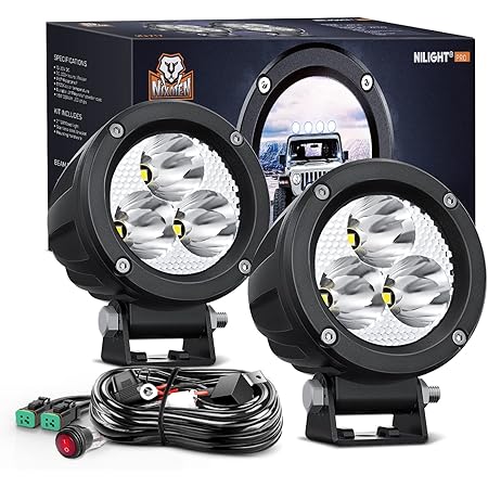 Amazon.com: Nilight 3Inch Round Motorcycle Led Light Pods 2PCS Spot Led ...