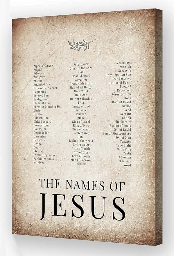 Amazon.com: Names of God Wall Art Knowledge Poster Vintage Framed Bible ...